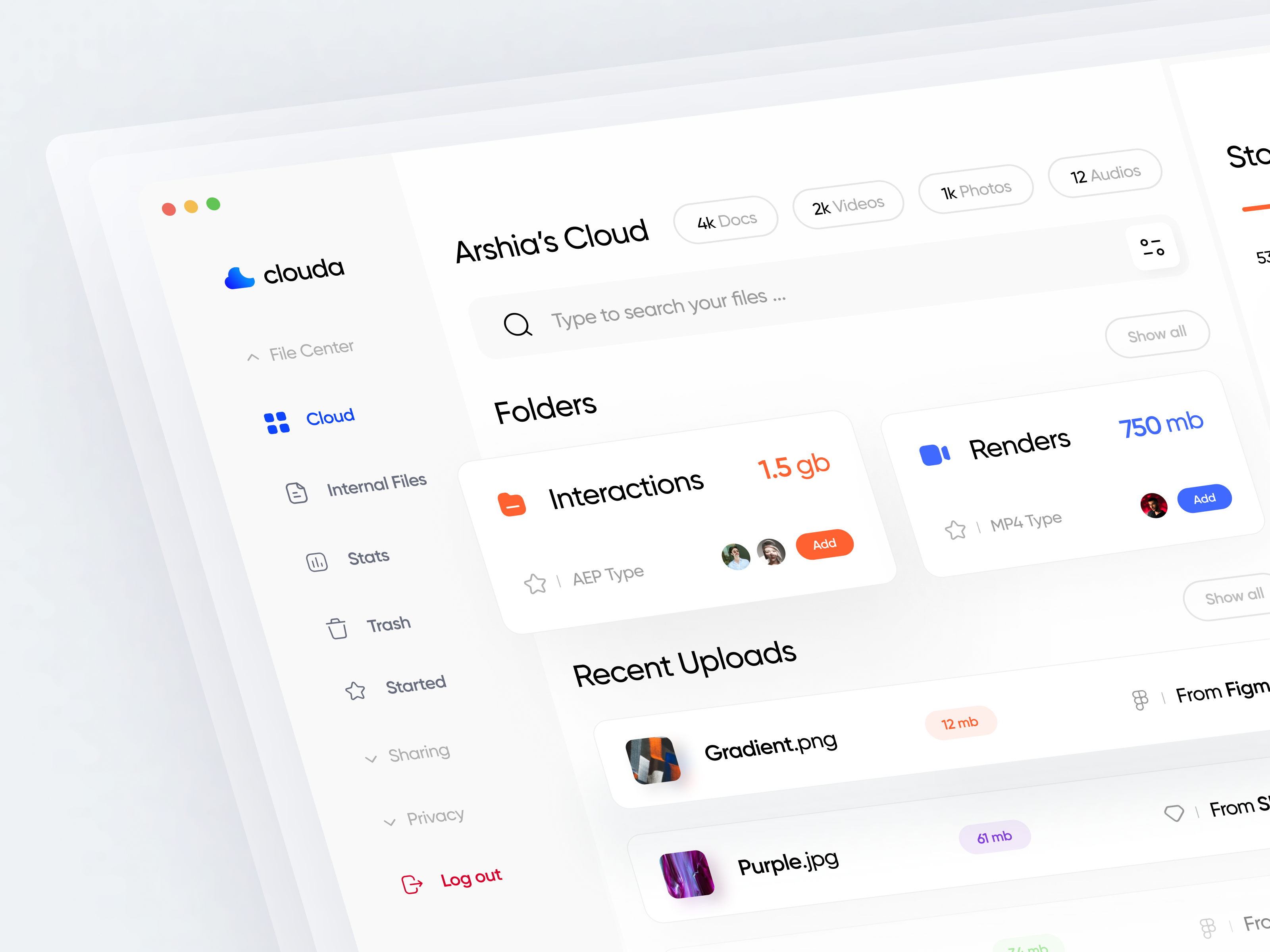 Clouda :: File Management Project by UnArshia for Reverb on Dribbble