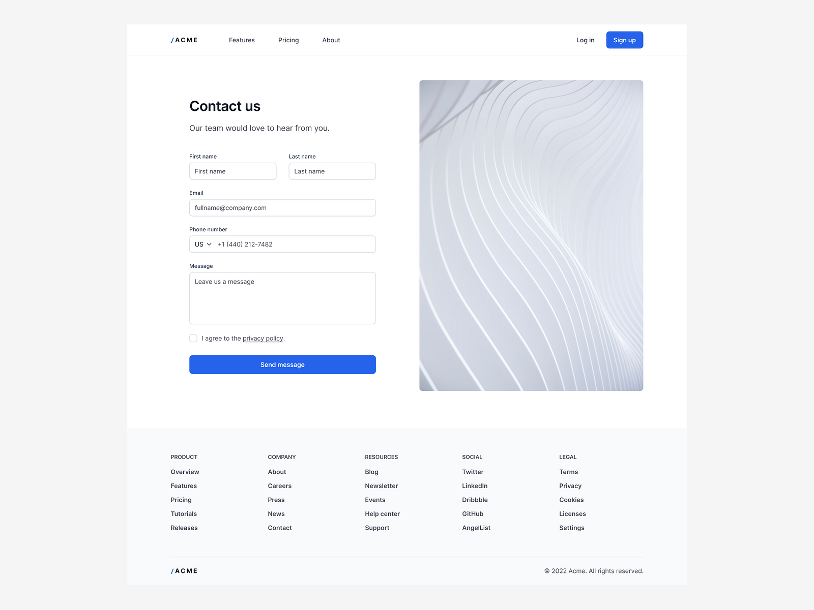 Minimalistic contact form by Victoria Gorchakov on Dribbble