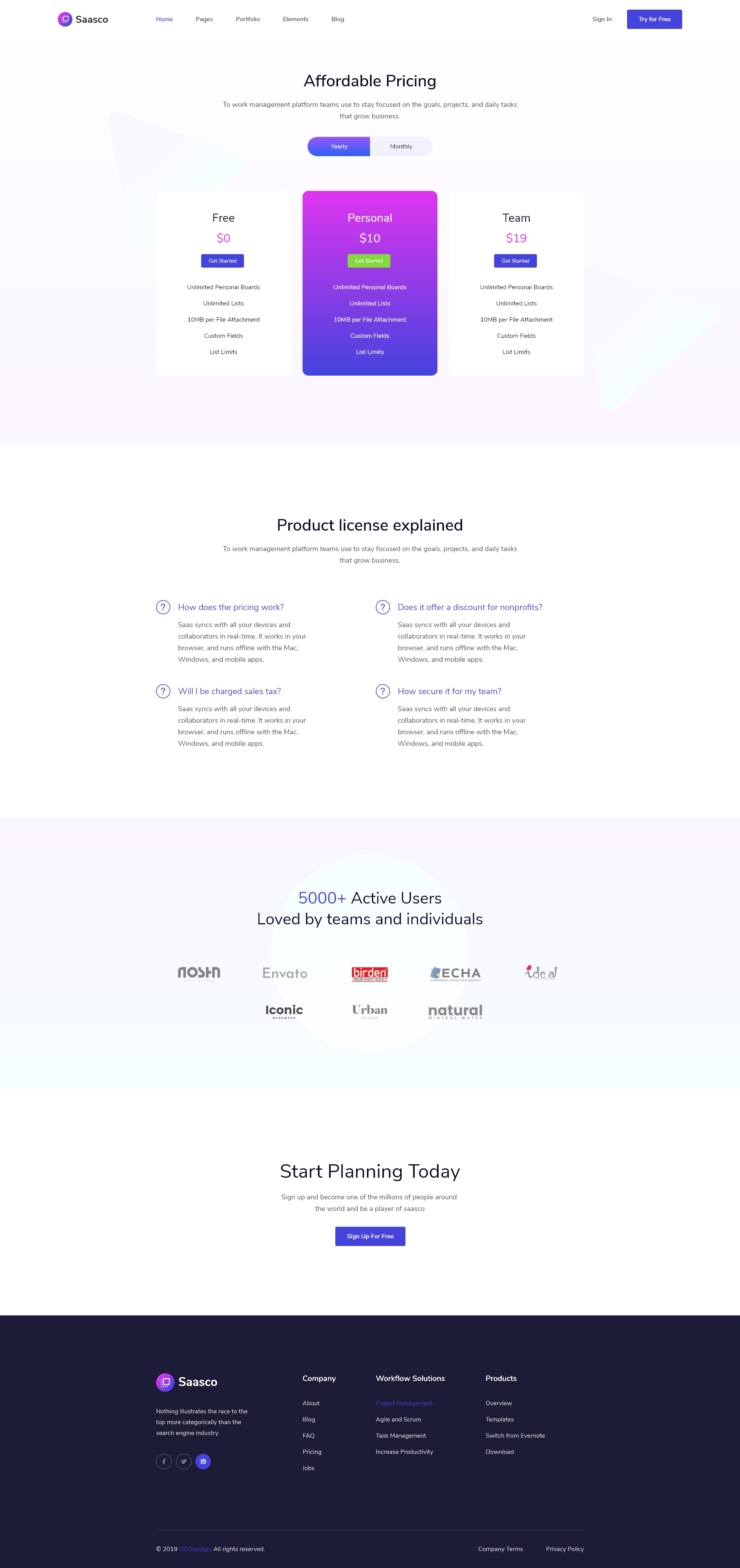 Saas landing page-Project management by Uttom Sen for Pixeleton on Dribbble