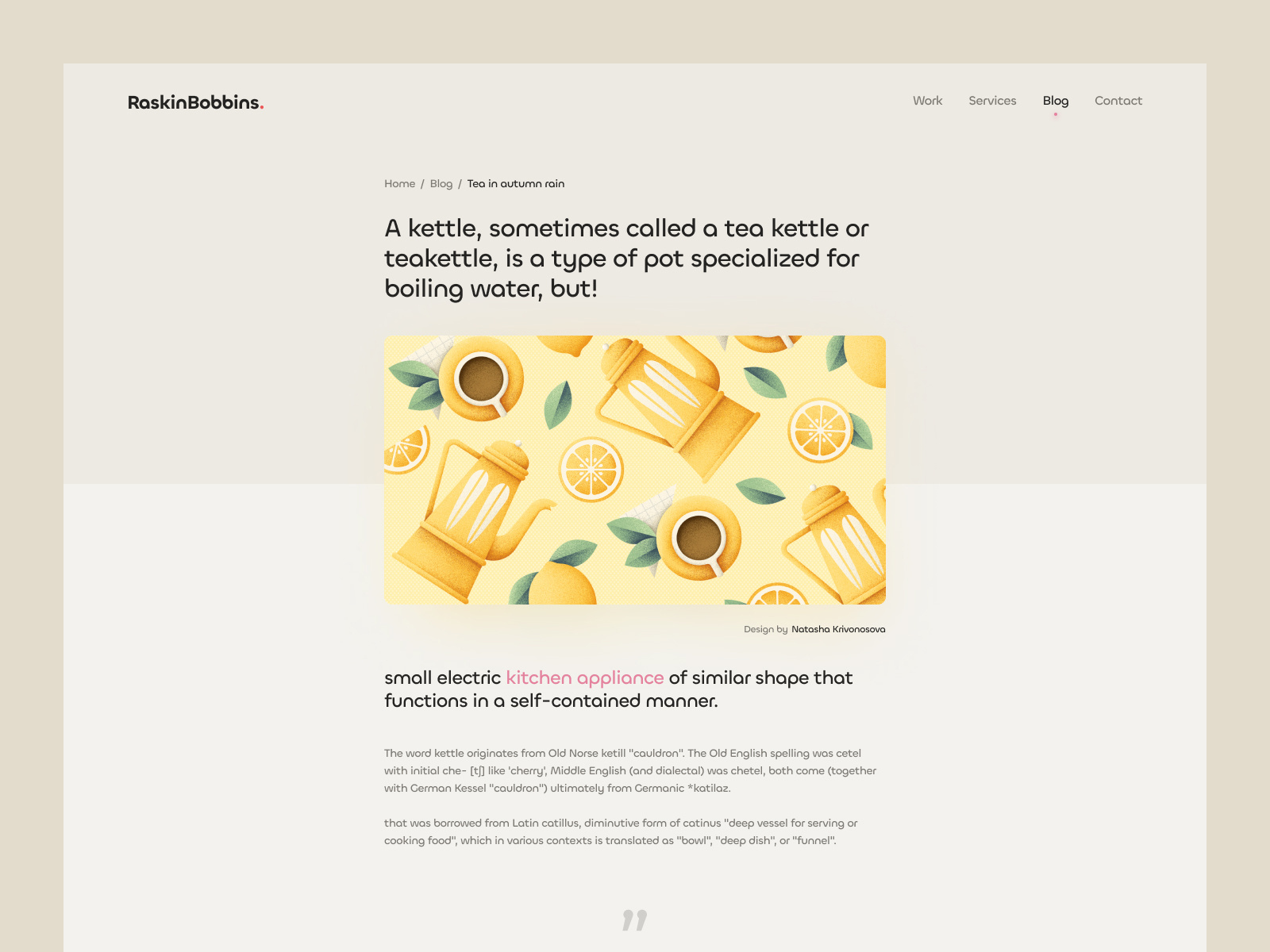 Minimal blog webpage by Siavash Ghanbari for Kettle Studio on Dribbble