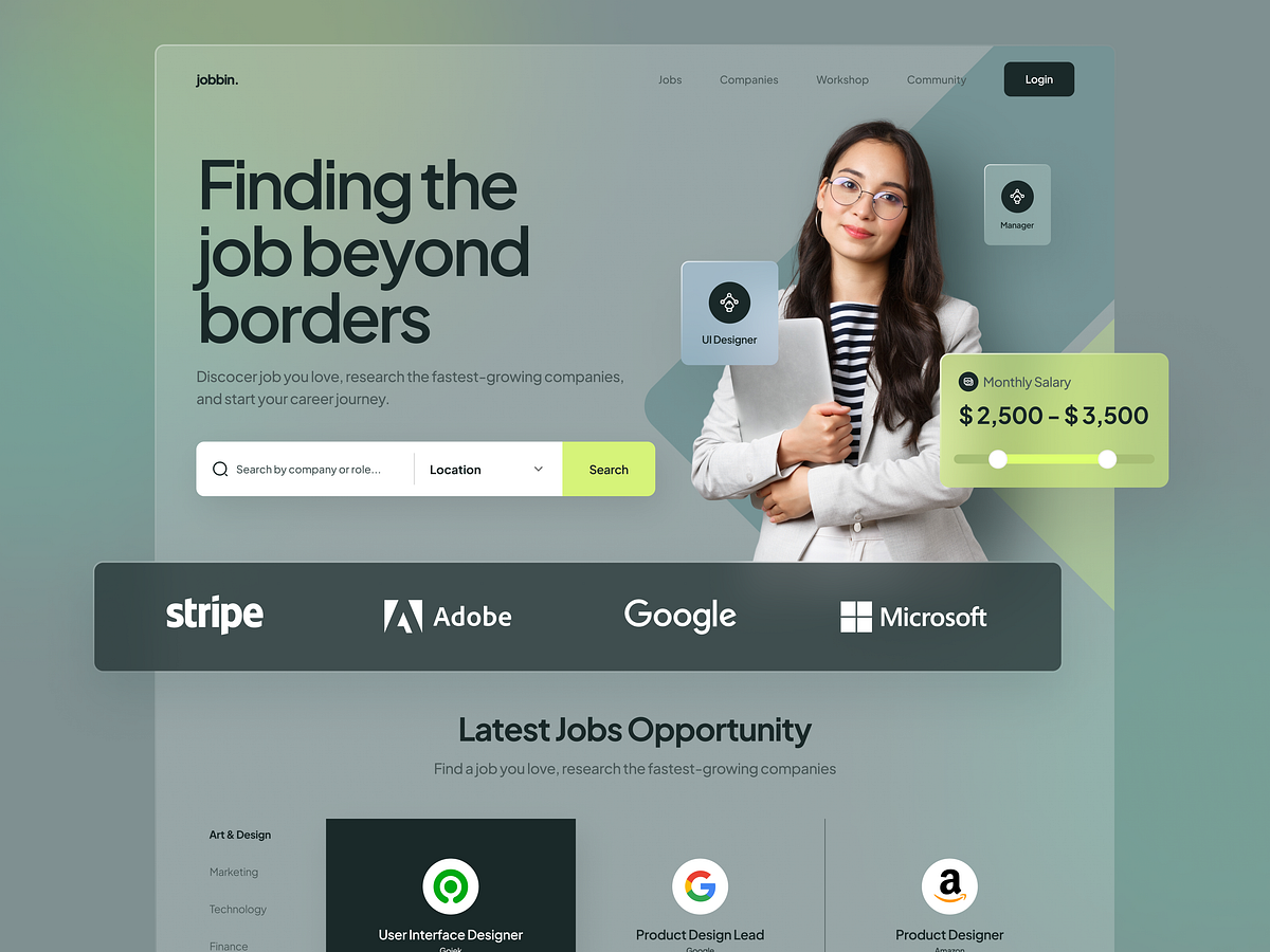 Job Portal Landing Page by Paperpillar on Dribbble