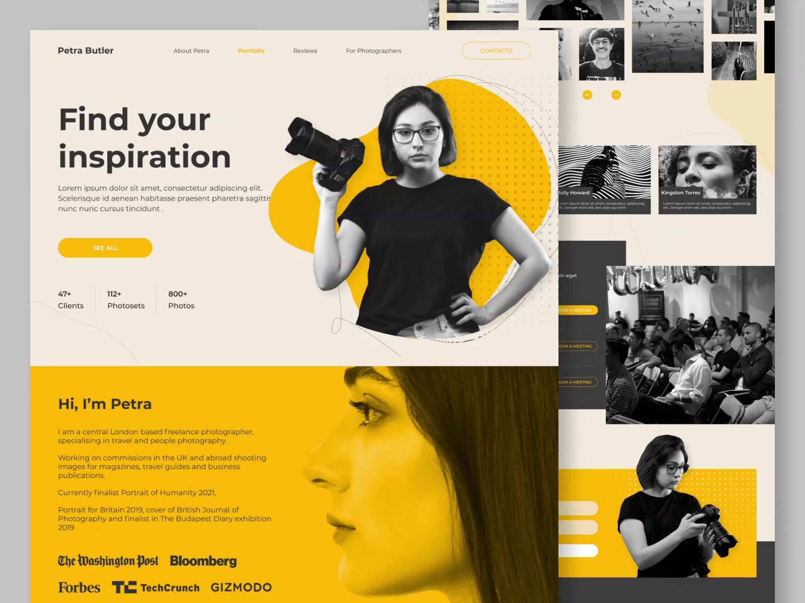 Photographer website design by Obvious Studio on Dribbble