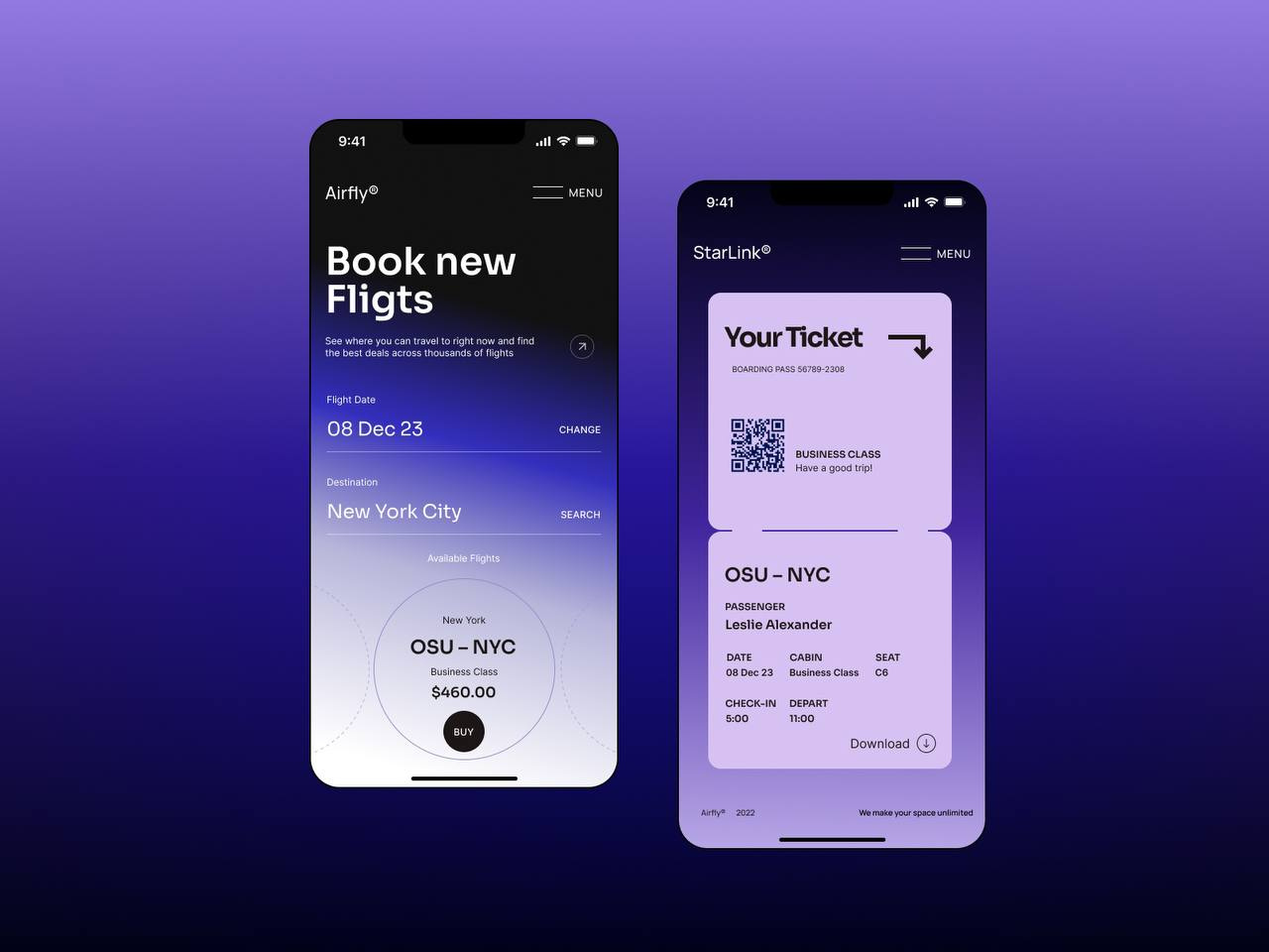 Flight Booking & Ticket Mobile App by lindberg on Dribbble