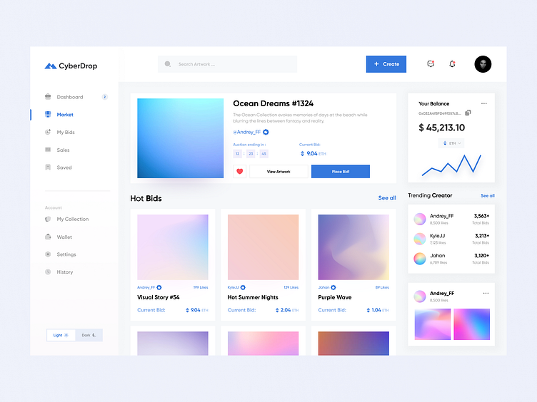CyberDrop NFT Dashboard 🎨 🖼 by Jahan on Dribbble