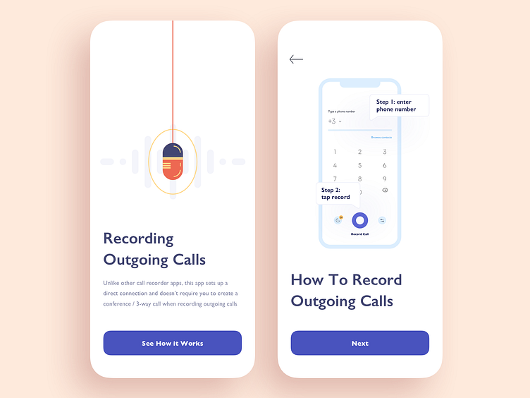 Tutorial Screens / Call Recording App for iOS / Onboarding by Igor ...