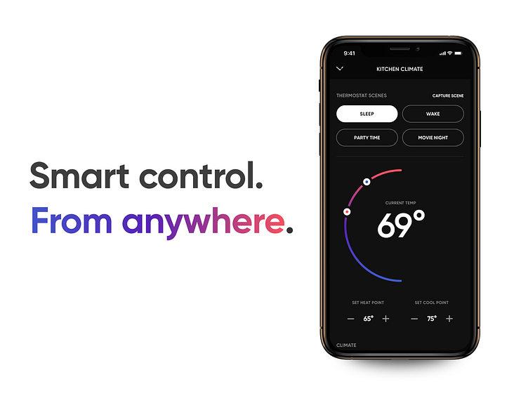 Crestron Thermostat UI by Marc Caldwell on Dribbble