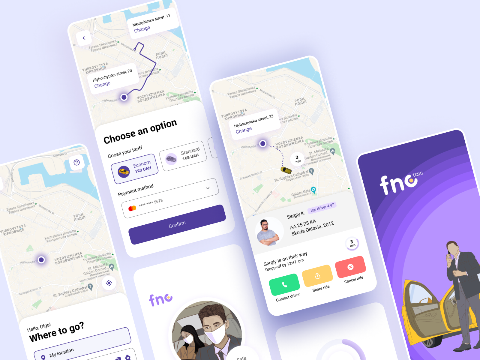 Cab booking app by Anastasiia on Dribbble
