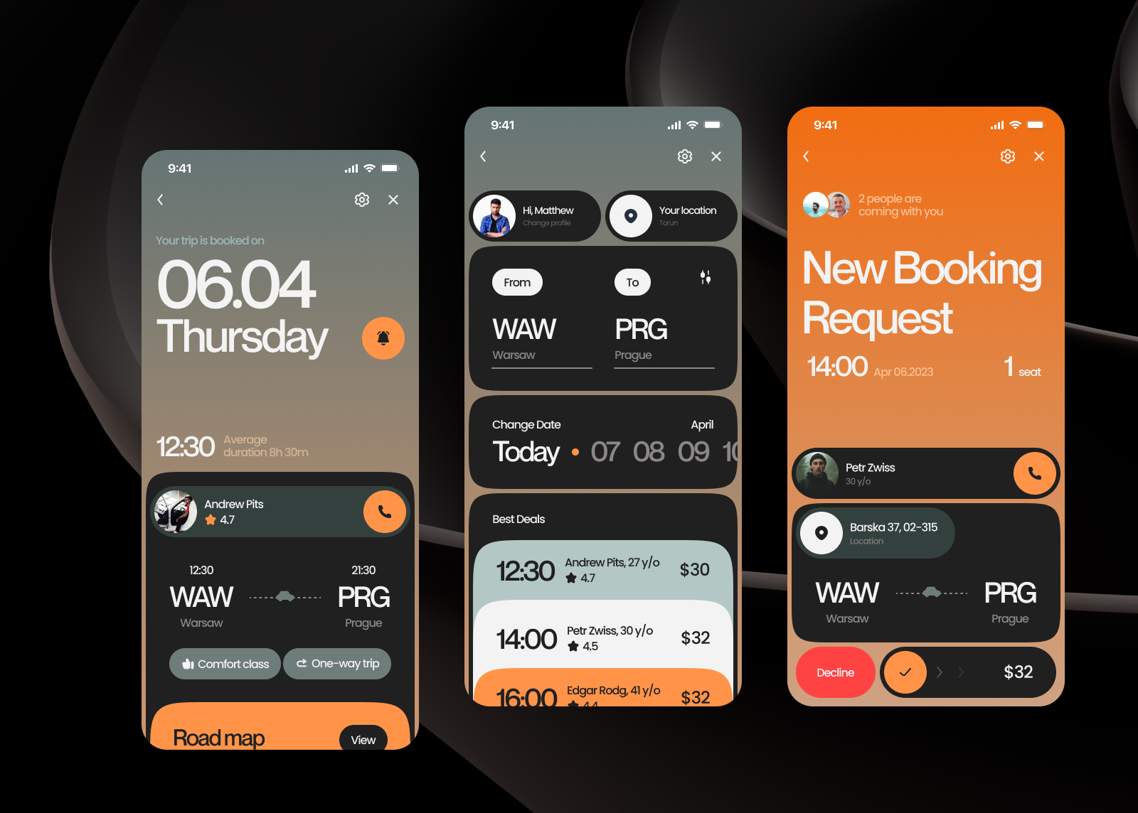 Modern Ride Booking App UI by luscious on Dribbble