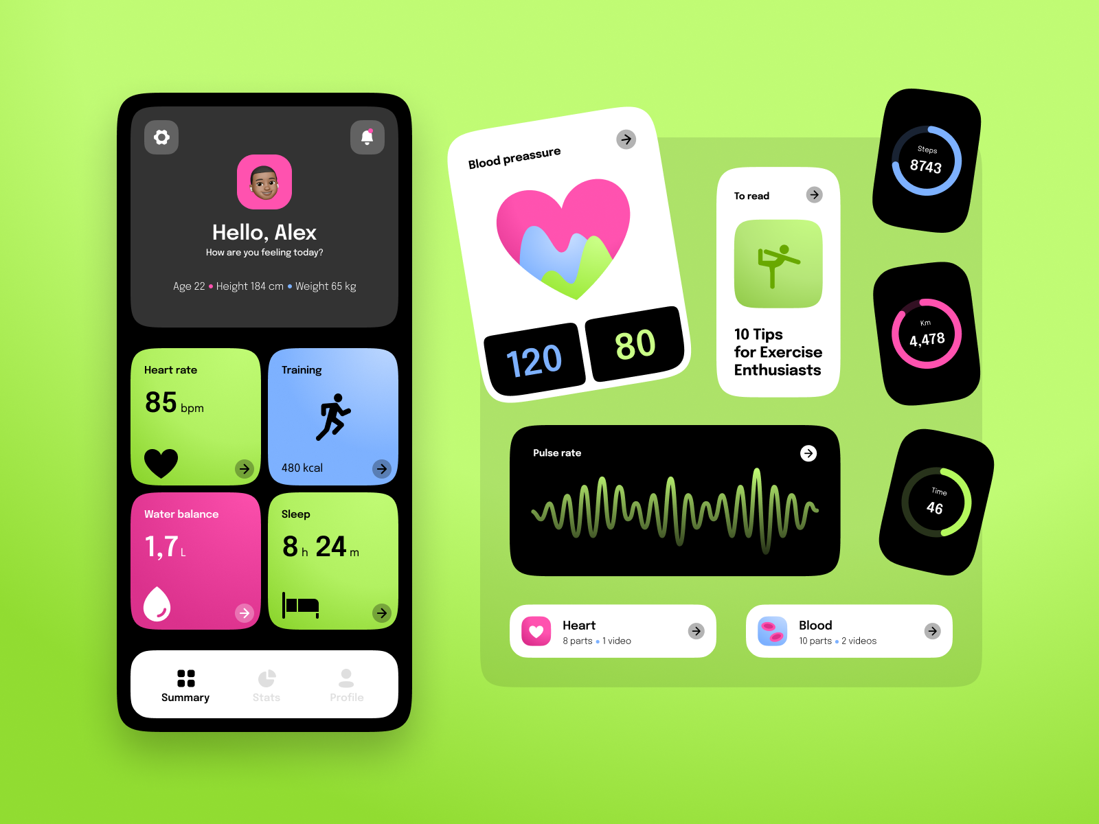 UI Elements | Health and Fitness app by Desire Creative Agency for ...