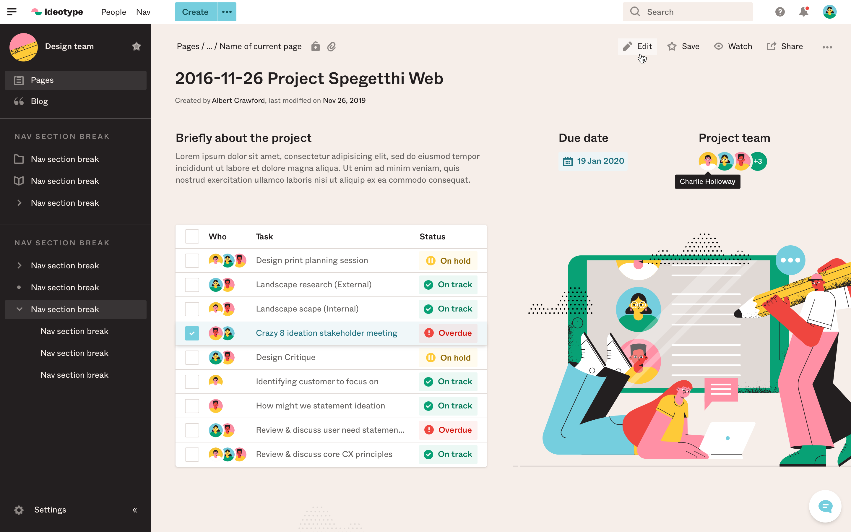 Dashboard - Project wiki / confluence practice by Ben Low on Dribbble