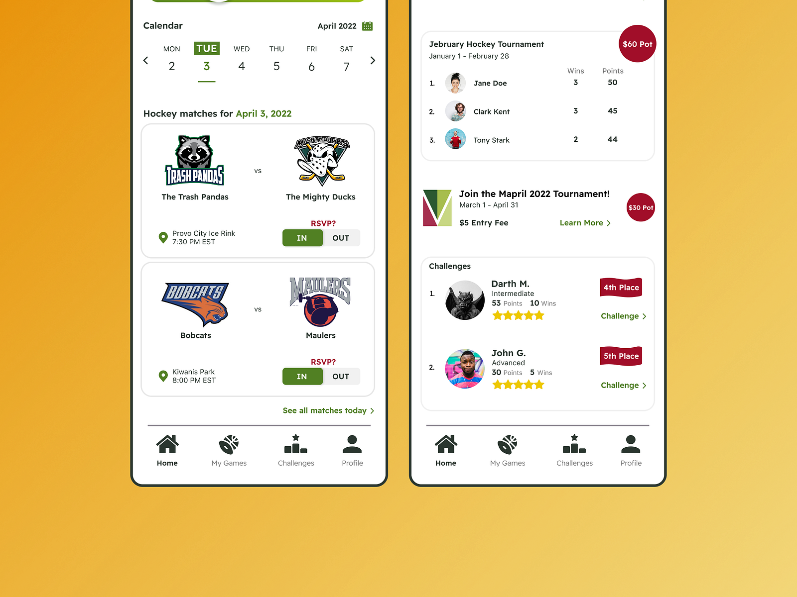 Mobile Sports App - Homepage UI Design by Rachel Millman on Dribbble