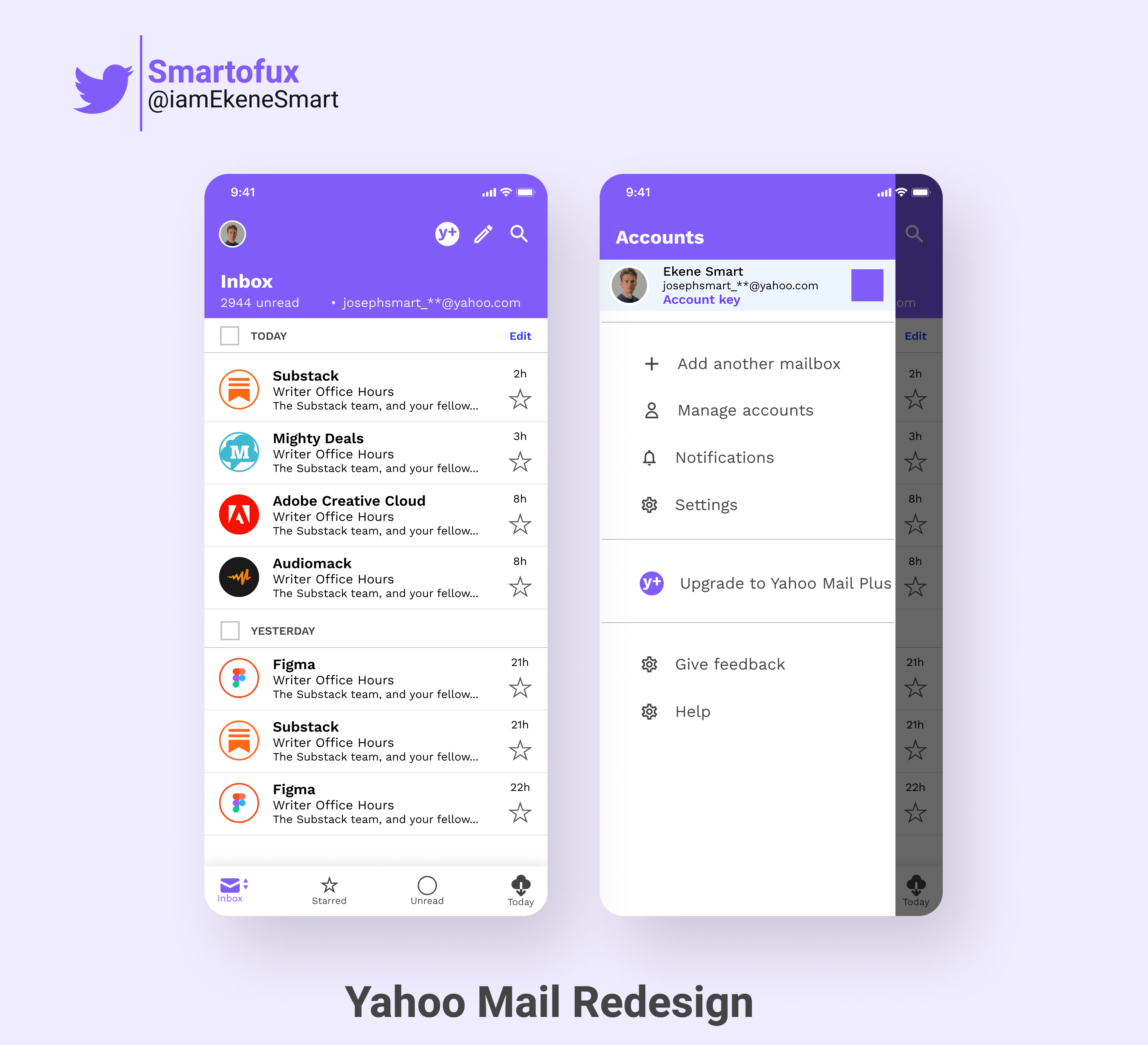 Yahoo Mail Recreation by Ekene Smart on Dribbble