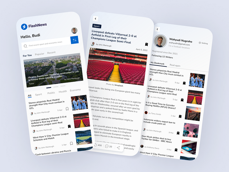 UI Design Exploration : News App by Mulya Sakti on Dribbble