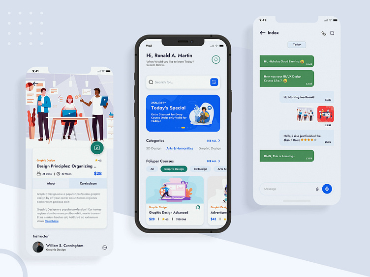 E-learning Mobile App UI Kit by DigitalHeaps on Dribbble