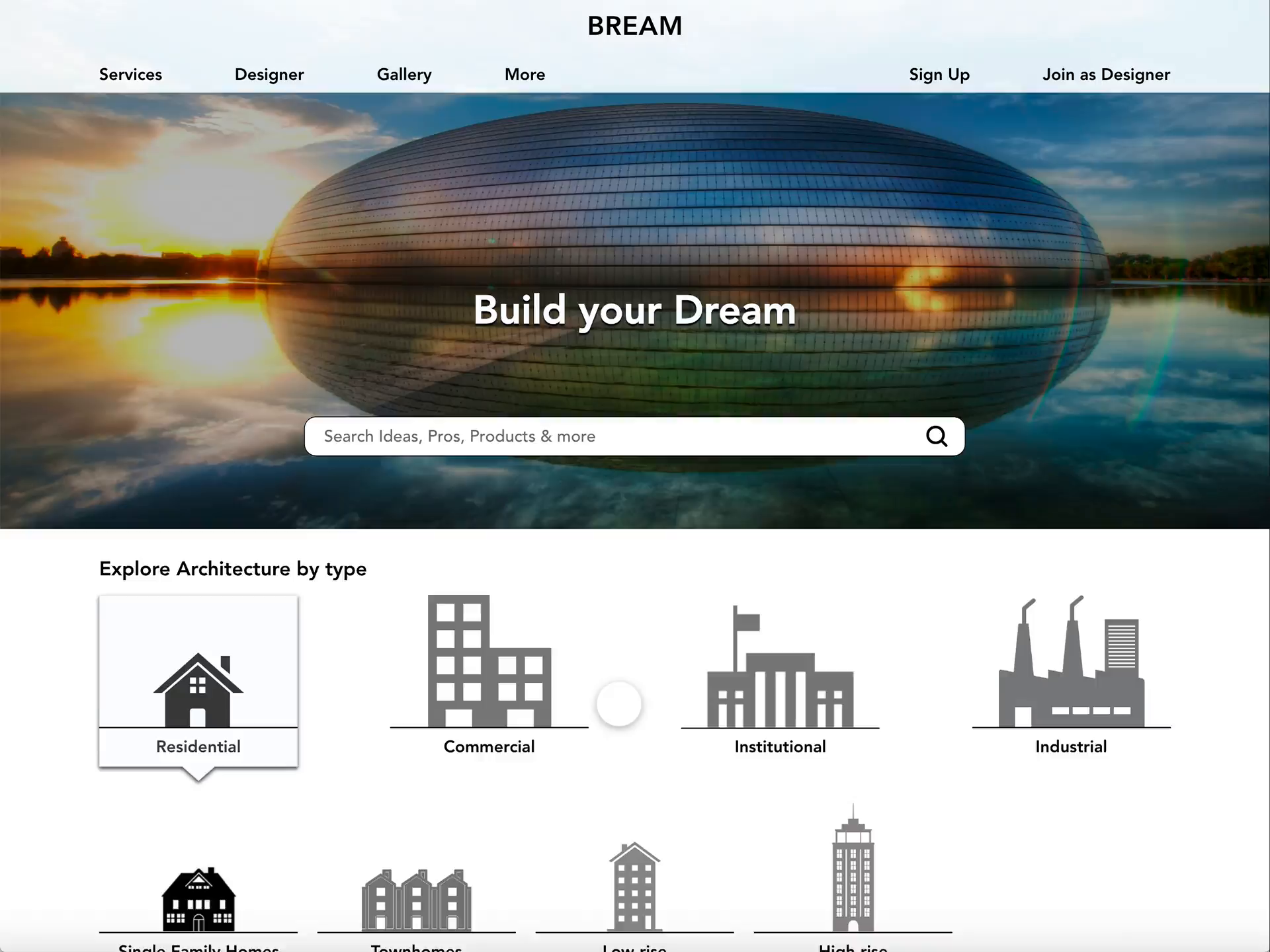 Bream [Build your Dream]- Home page by Spruha Patel on Dribbble
