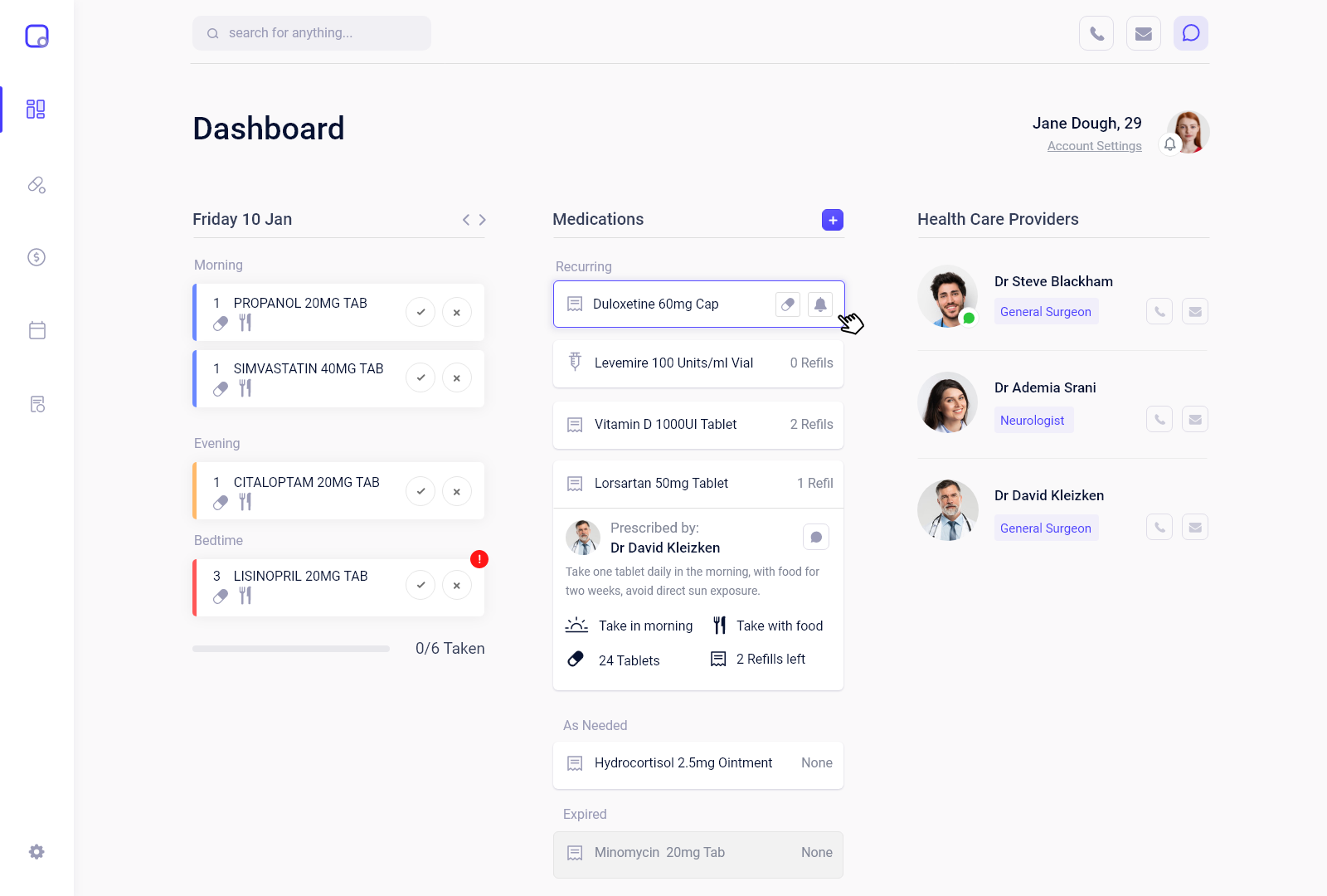 Medication Management Dashboard by Monty Hayton on Dribbble