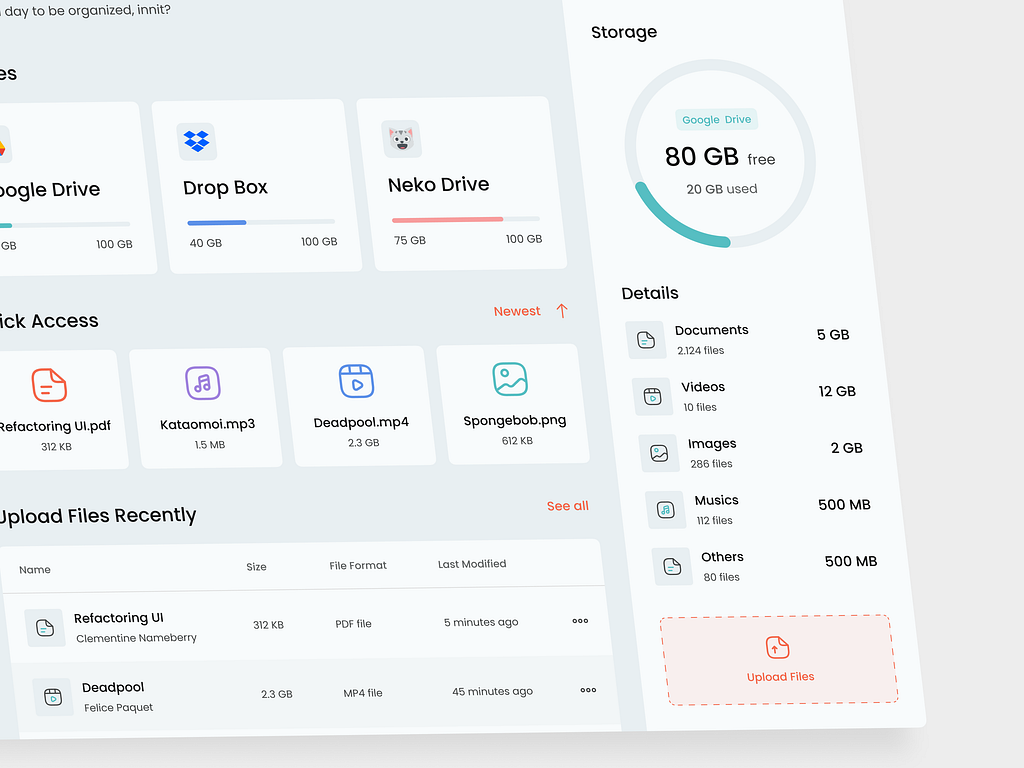 duraifu - Cloud Storage Dashboard by Raafi G for Nija Works on Dribbble