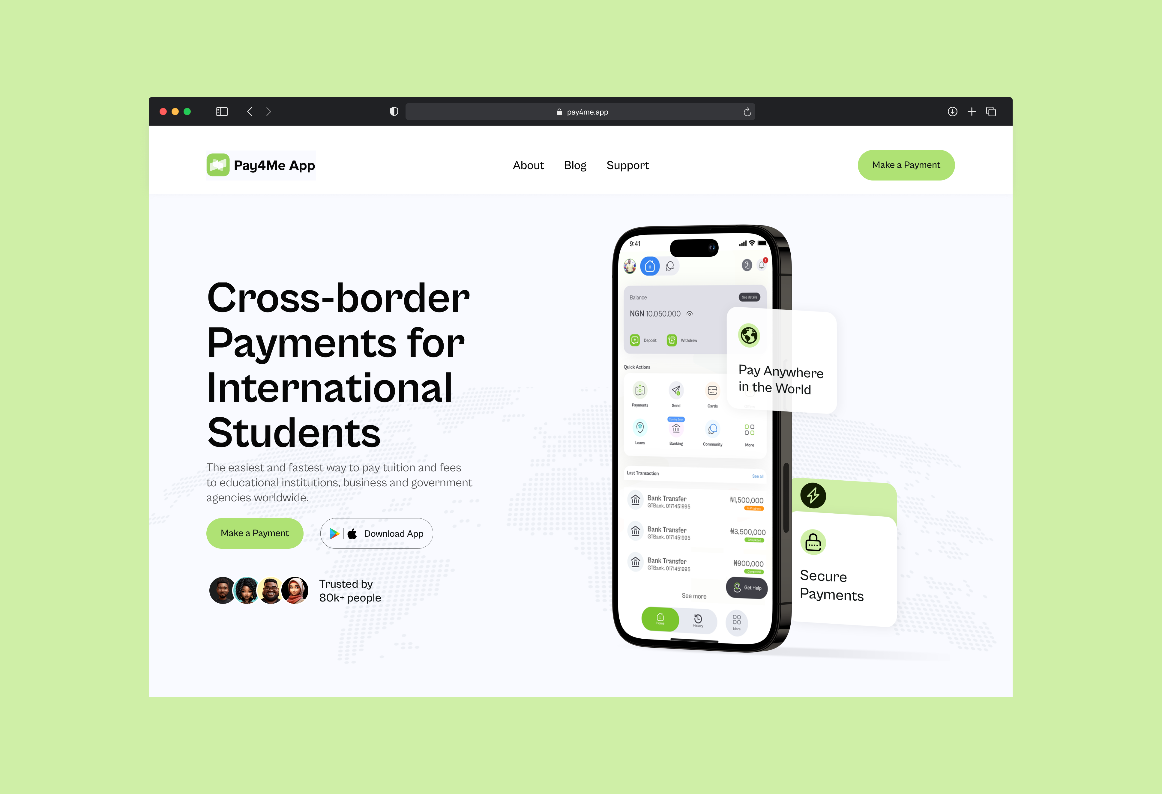 Pay4Me App - Fintech Landing Page by Adebanjo James on Dribbble