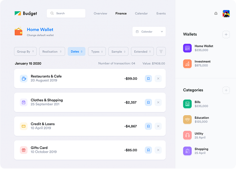 Finance Budget Web Application Design by Masudur Rahman on Dribbble