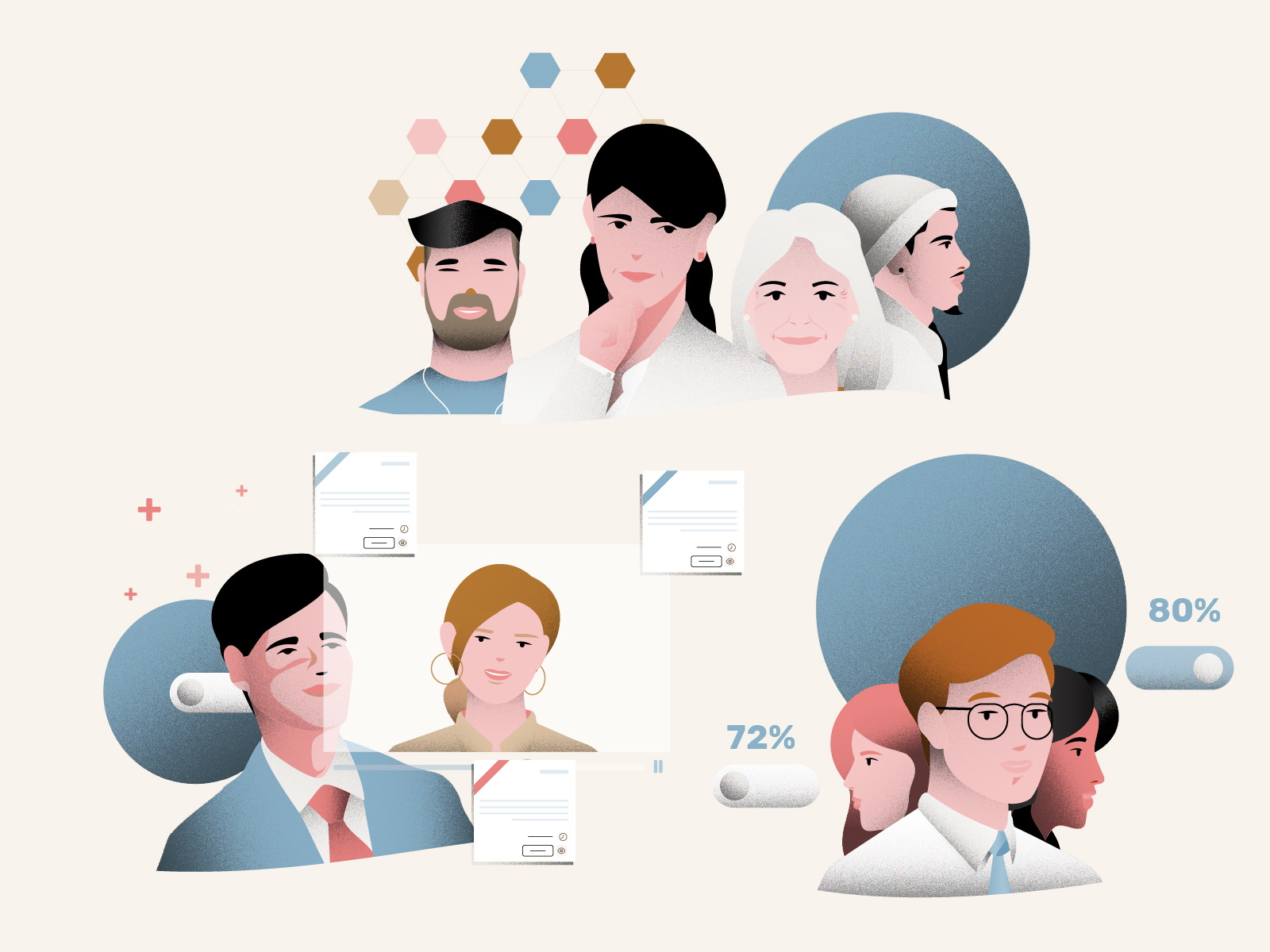 Character Illustrations for HR company by dongkyu lim on Dribbble