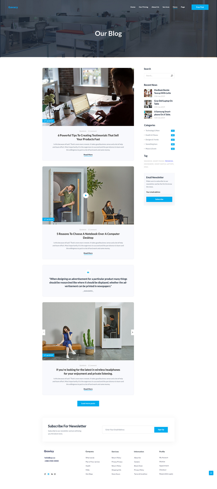 Free Blog Page by MD Rony Howladar ⭐ on Dribbble