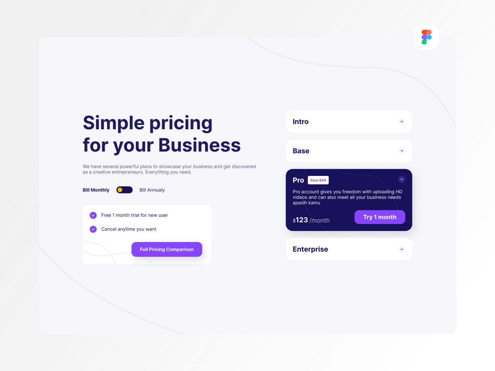 Pricing Desktop Exploration (Free Figma Files) by Fachry on Dribbble