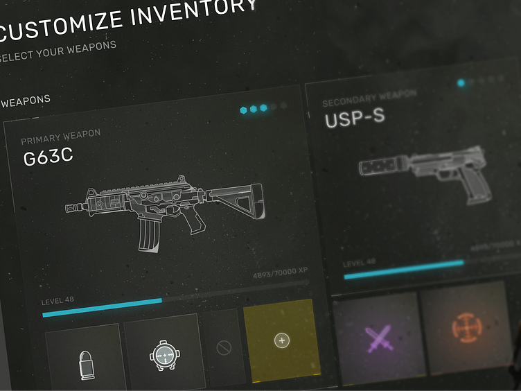 FPS Video Game UI - Inventory by Dominik Tyka on Dribbble