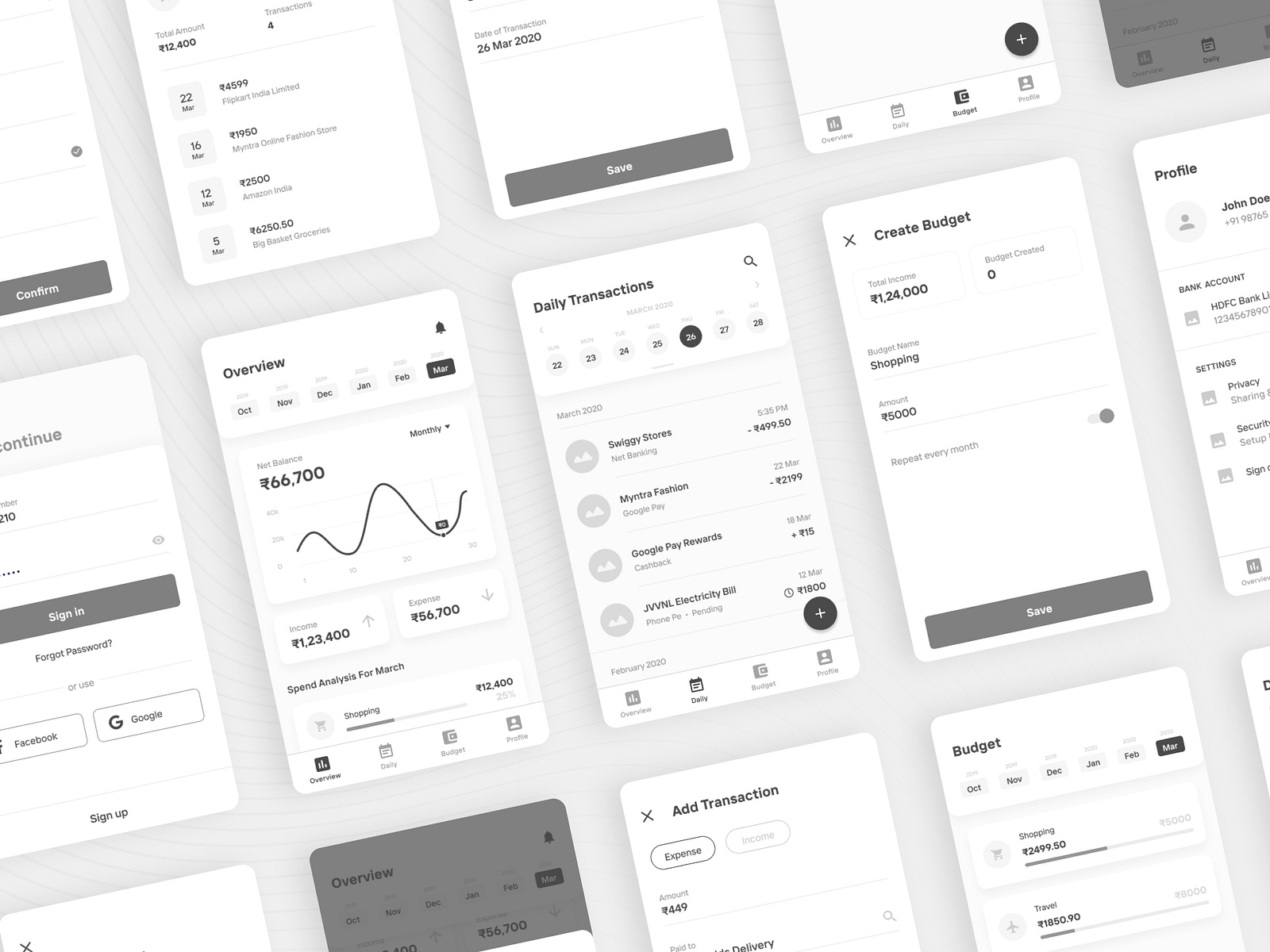 Expense Tracker - High Fidelity Wireframe by Satya Yadav on Dribbble