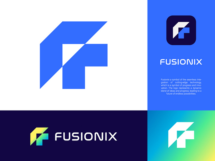 Fusionix logo, Tech, Technology, Modern logo, F, Unused logo by Md ...