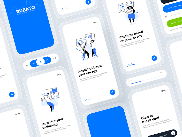 Biometrical music recommendation app (onboarding screens) by Ariuka on ...