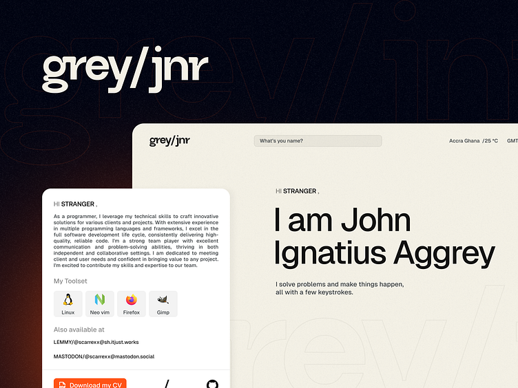 Grey Portfolio Website Design by Clement Nii Odai on Dribbble
