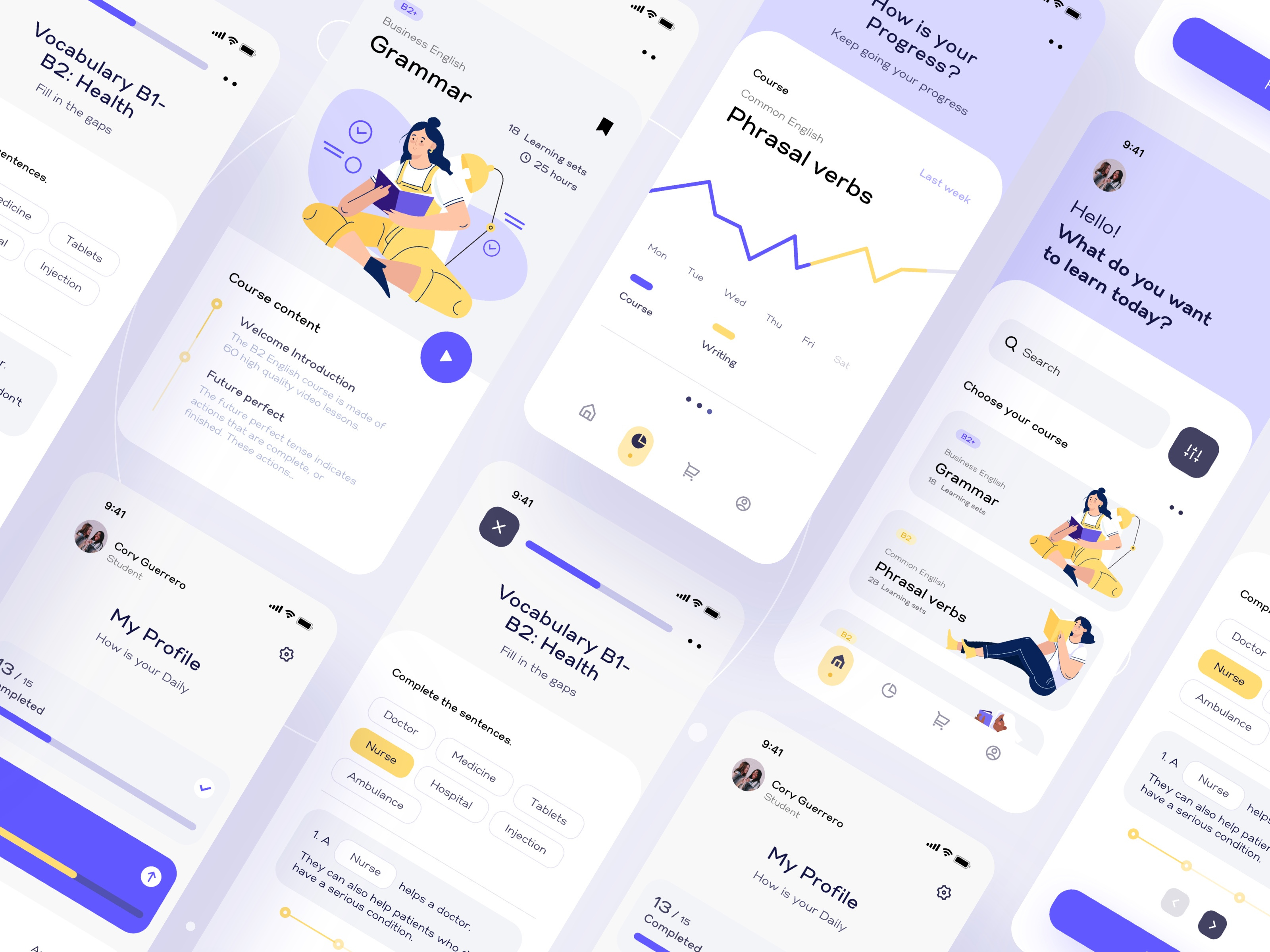 Learning Language Mobile App UI by Michel Achkar on Dribbble