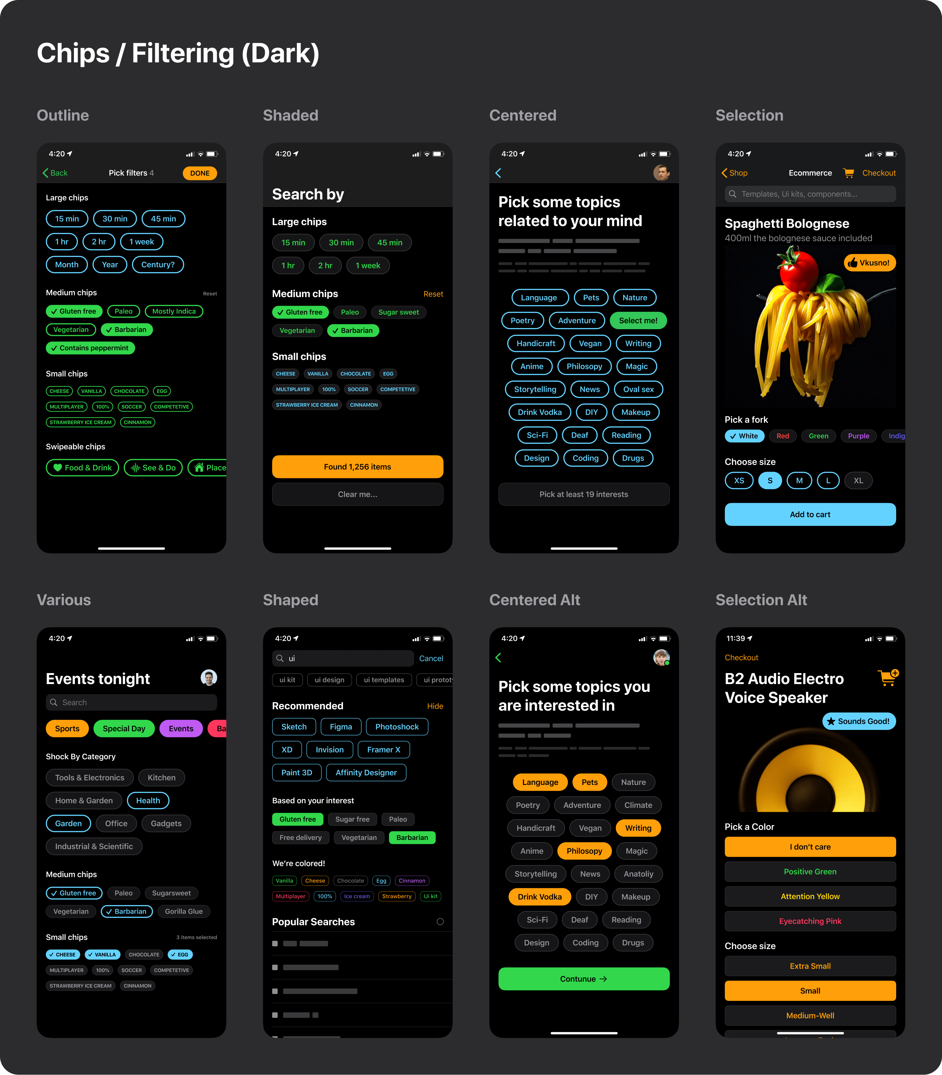 Figma iOS kit - Chips UI design by Roman Kamushken for Setproduct on ...