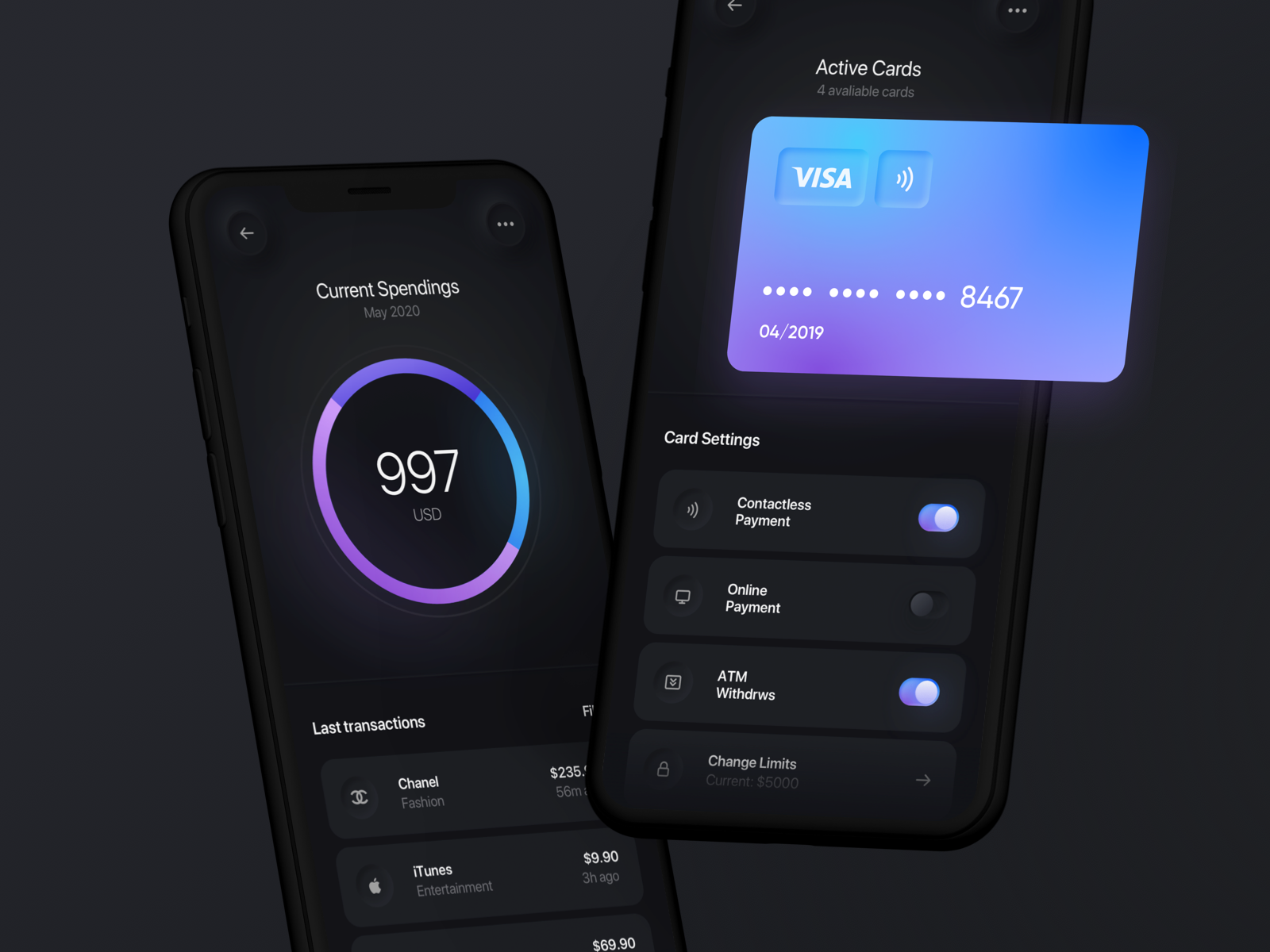 Dark Banking App by Filip Legierski for Riotters on Dribbble