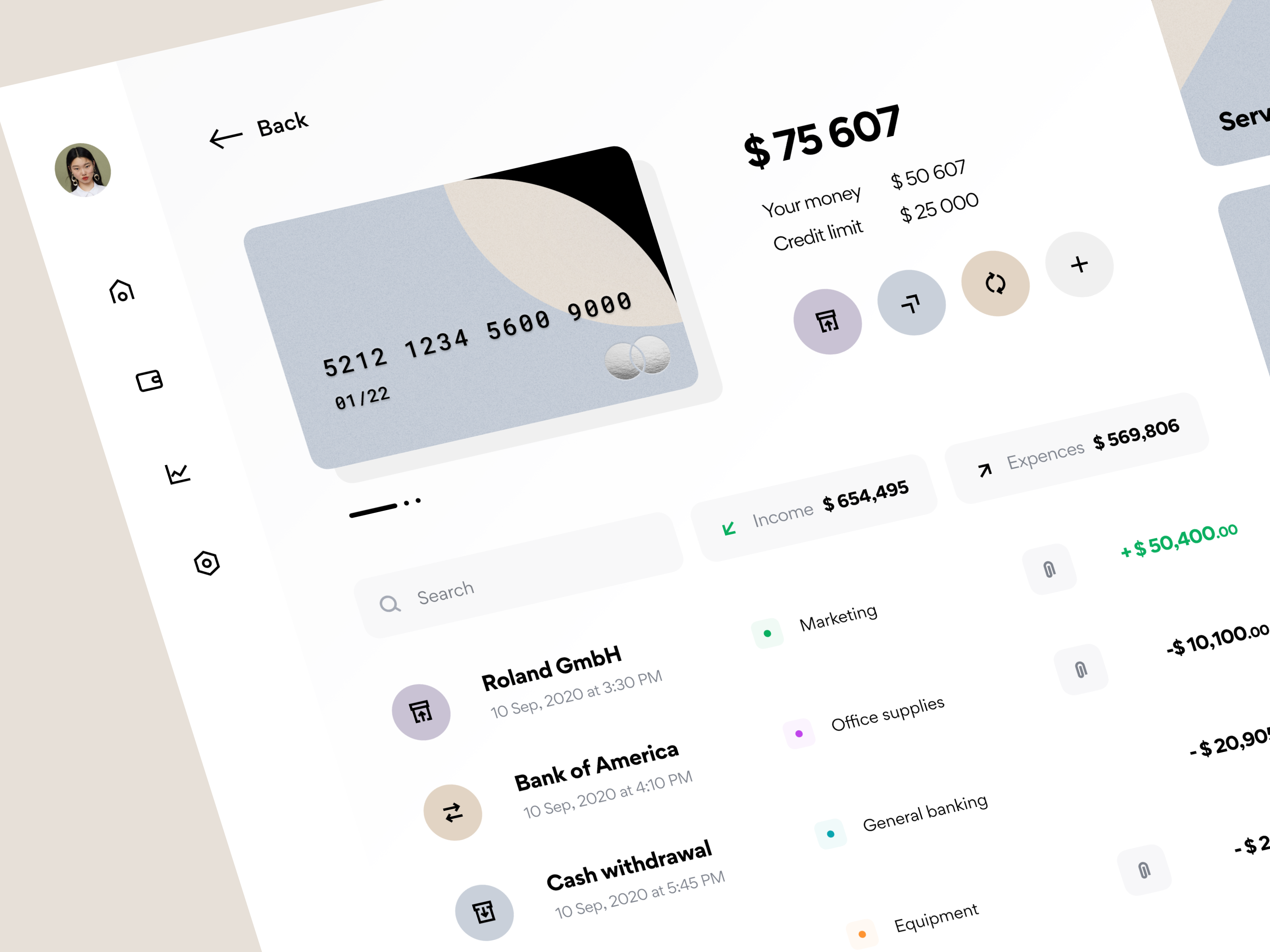 Manage card and Service by Volodymyr Gruev for OOZE on Dribbble