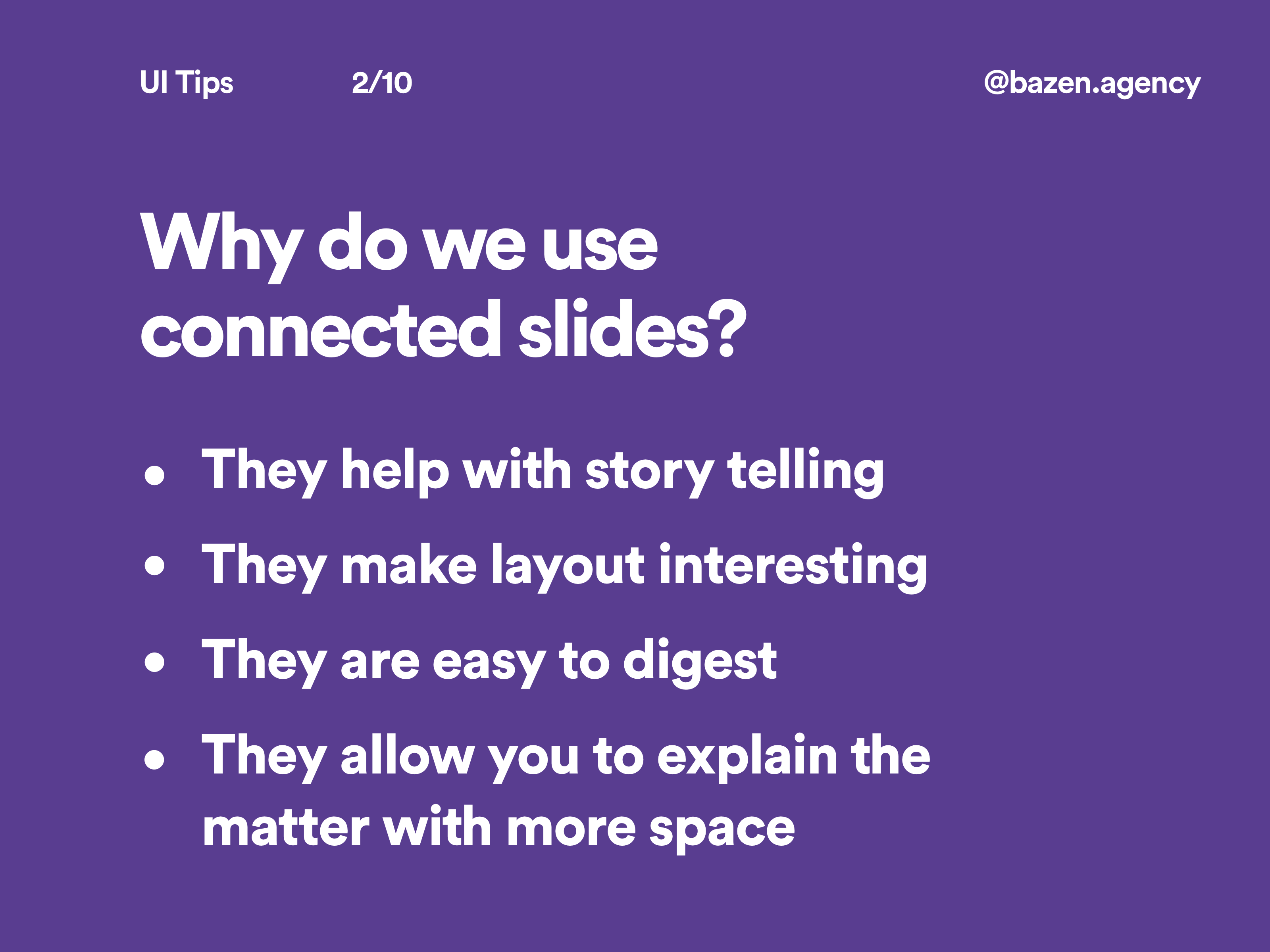 UI Tip - How to Create Connected Slides by bazen.talks on Dribbble