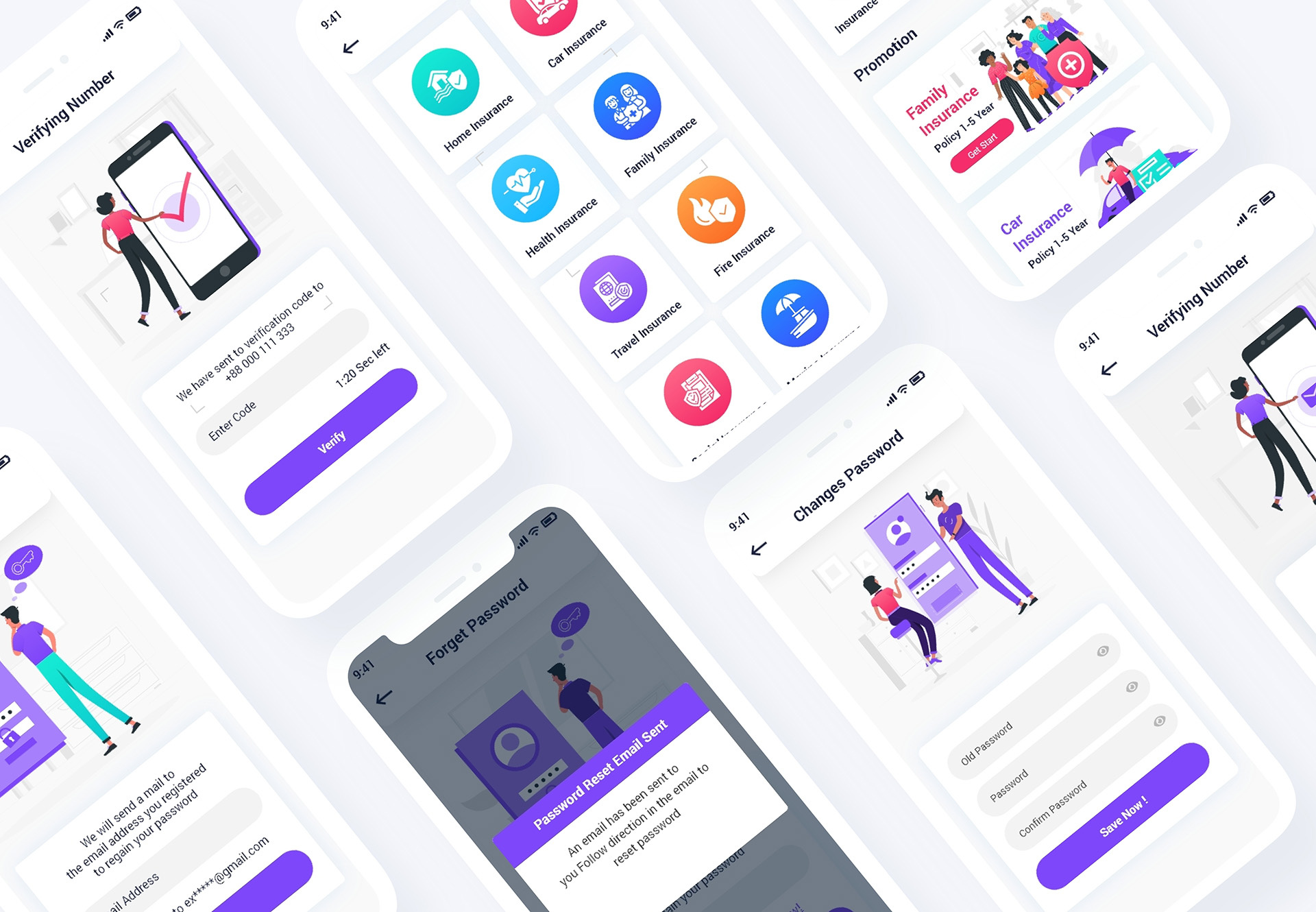 Insurance Mobile App UI Template by Tauhid Hasan on Dribbble