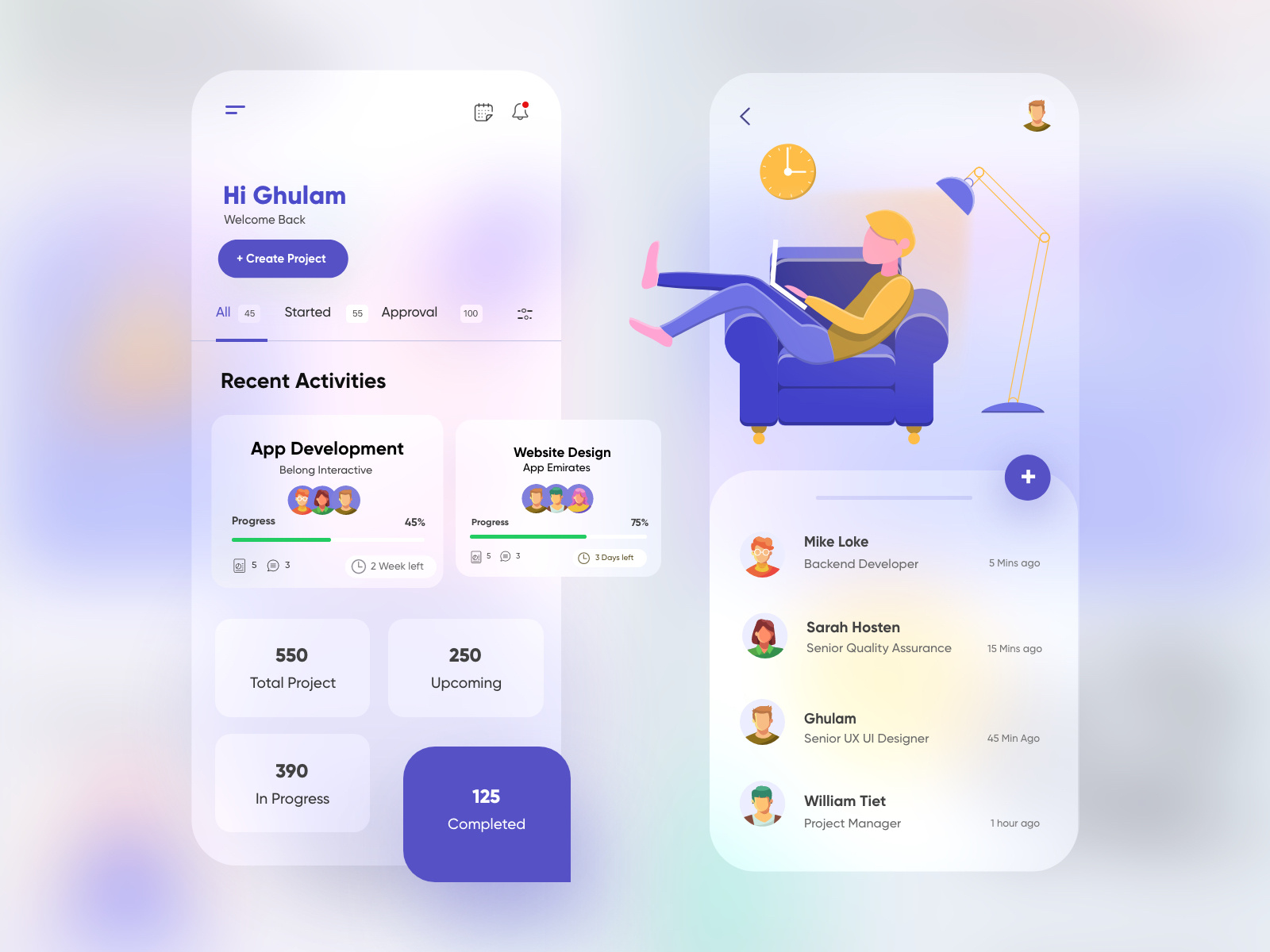 Project Management Transparent UX-UI Design by Ghulam on Dribbble