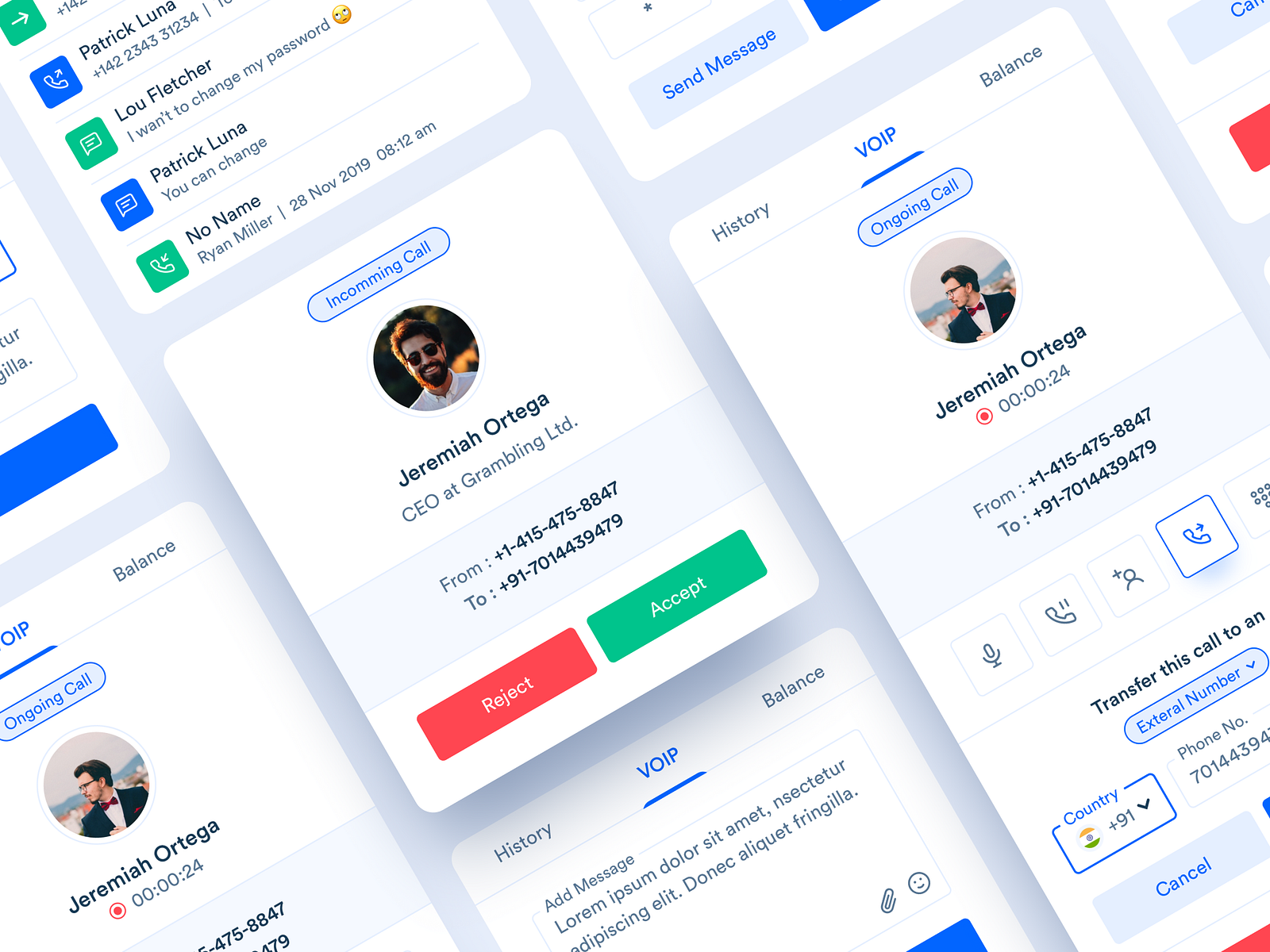 VOIP Call UI Cards Design by Dharma on Dribbble