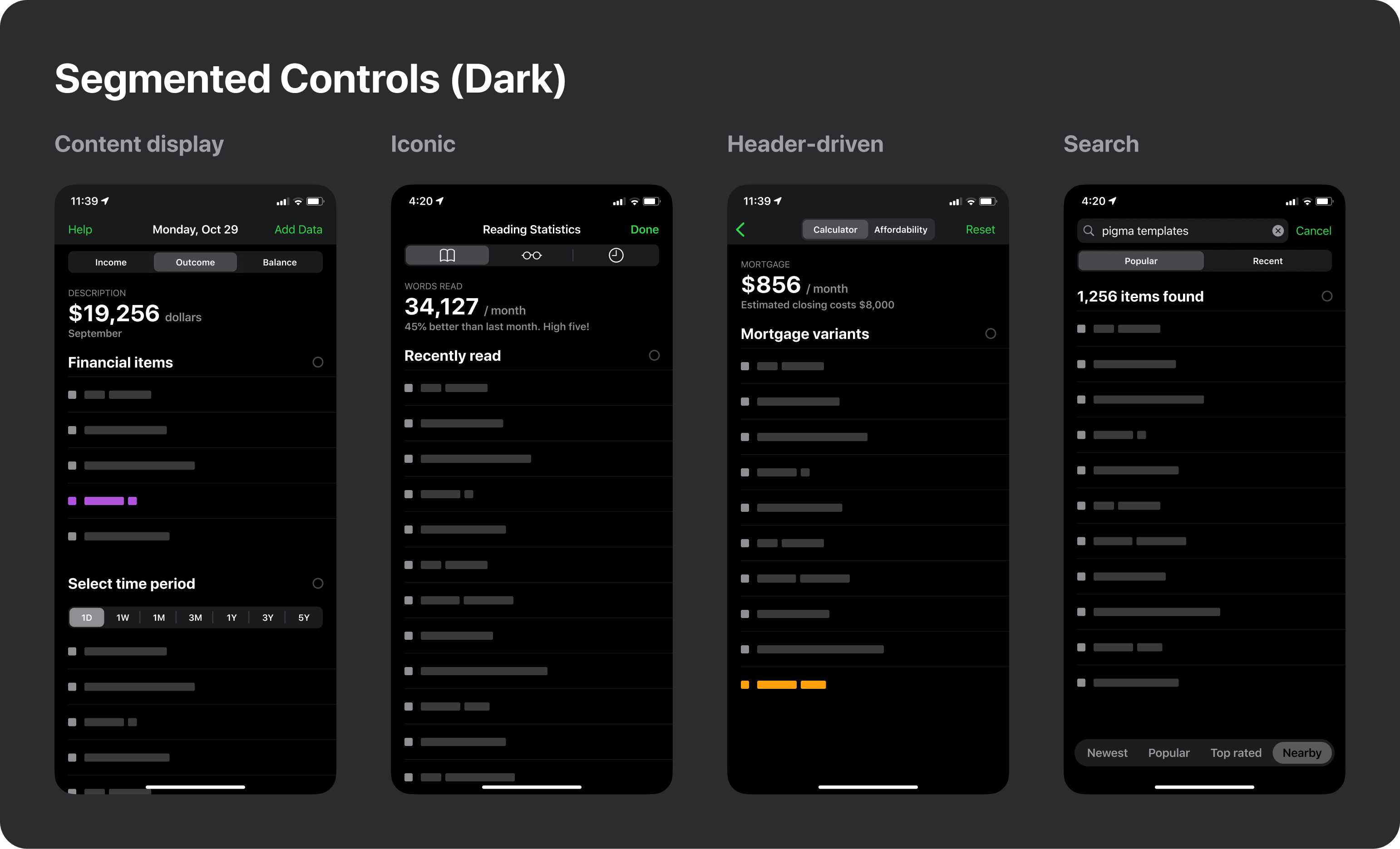 Figma iOS mobile app kit - Segmented controls UI design by Roman ...