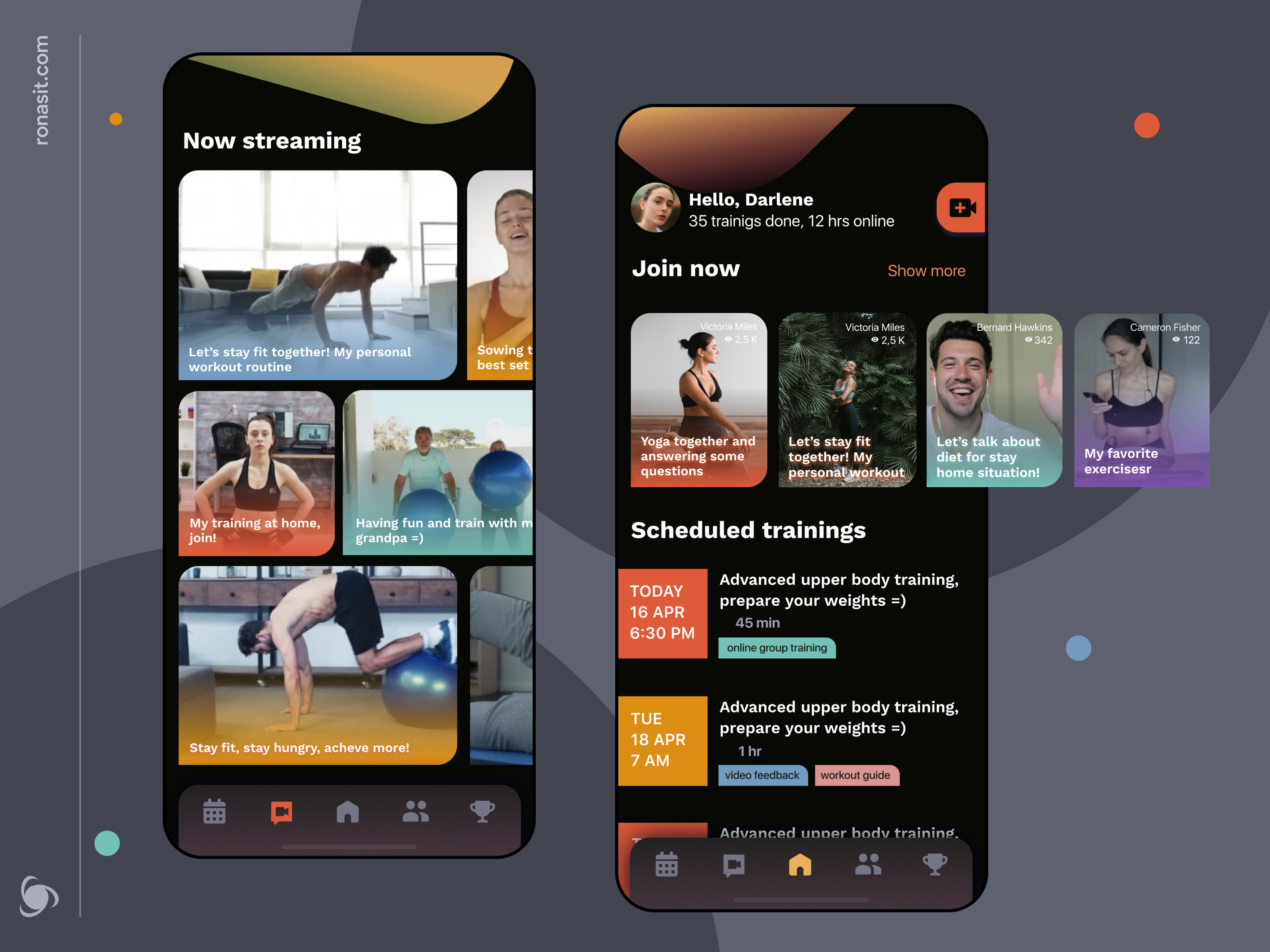 Fitness App Design Concept by Dmitry Lauretsky for Ronas IT | UI/UX ...