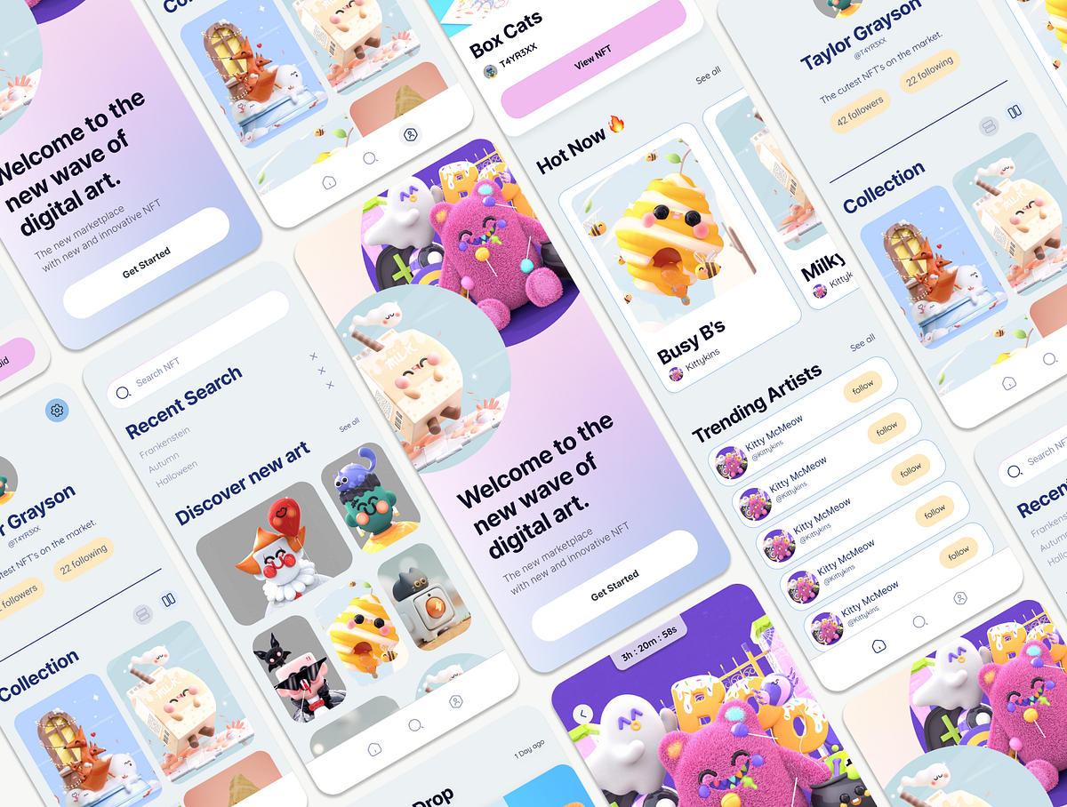 Cute NFT App UI Design by Lisa Beever on Dribbble
