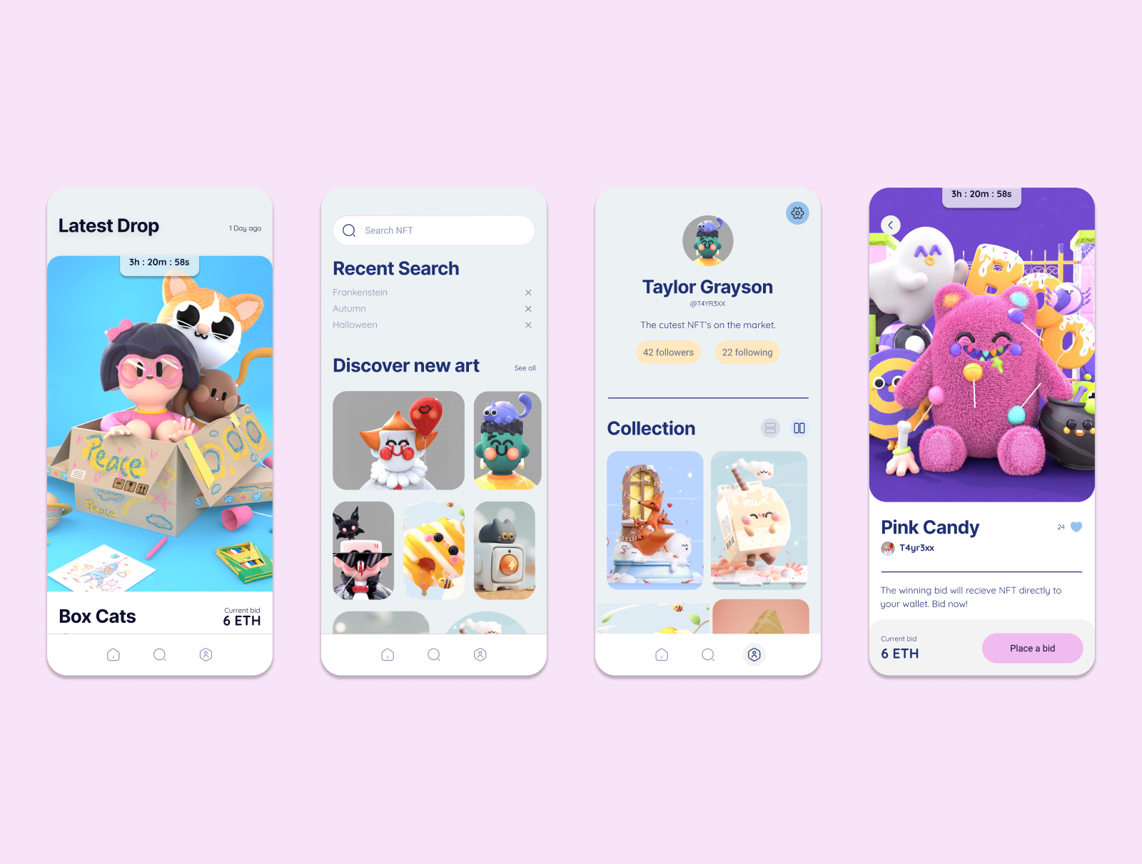 Cute NFT App UI Design by Lisa Beever on Dribbble