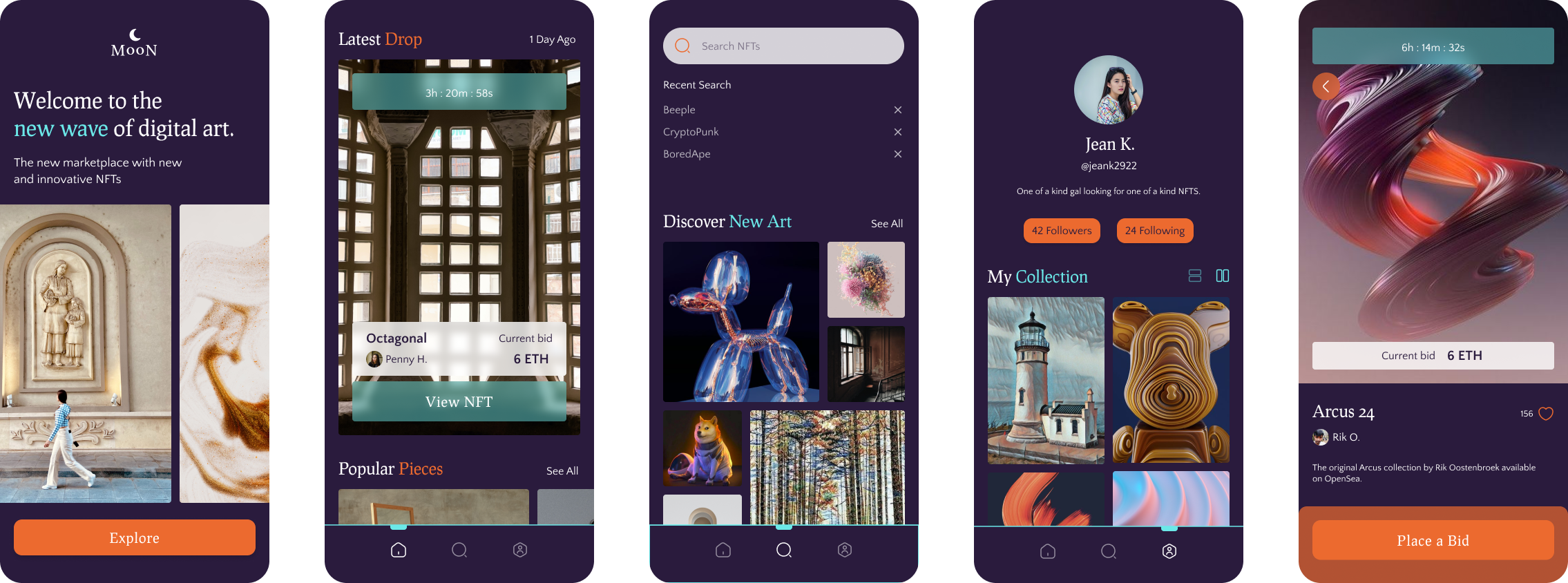 Moon: NFT Marketplace Mobile App by Elsa Lagerquist on Dribbble