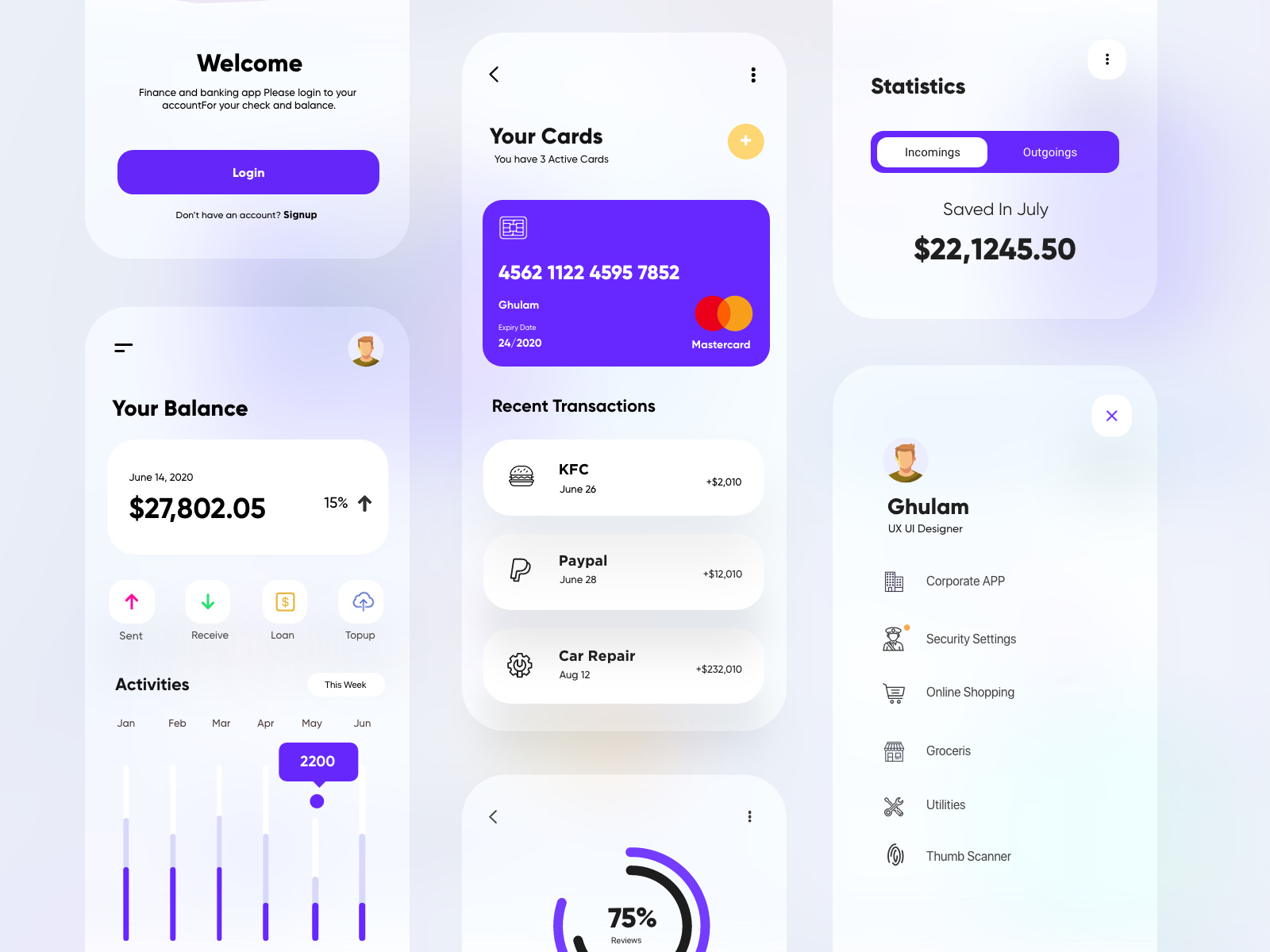 Banking and Finance App UX-UI Design by Ghulam for Cuberto on Dribbble