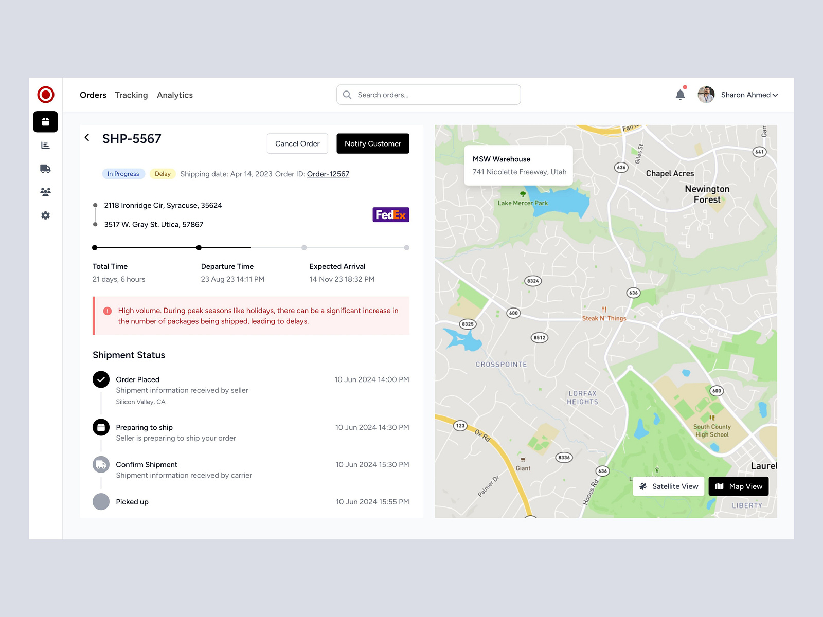 Order Shipment Tracking & Details for SaaS E-commerce by Sharon Ahmed ...