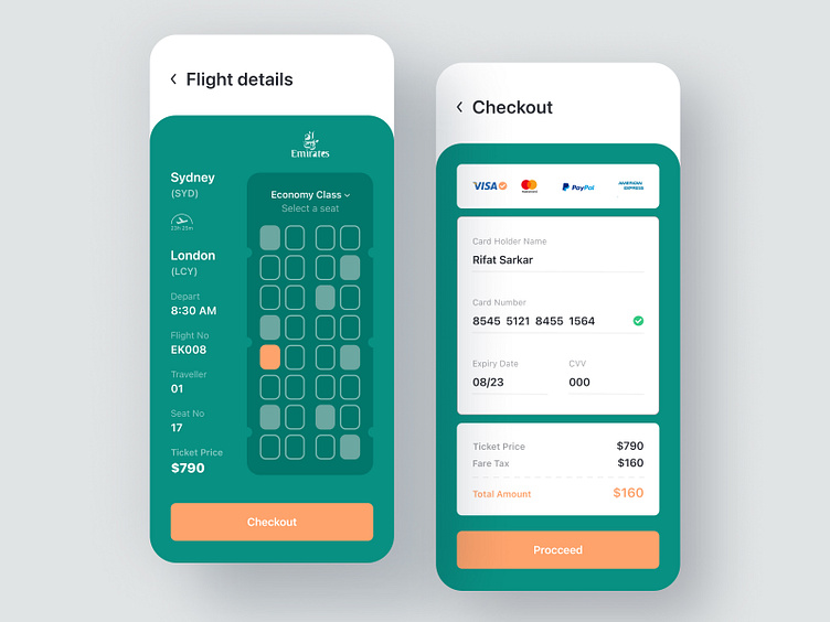 Flight Ticket Booking App Design by Rifat Sarkar on Dribbble