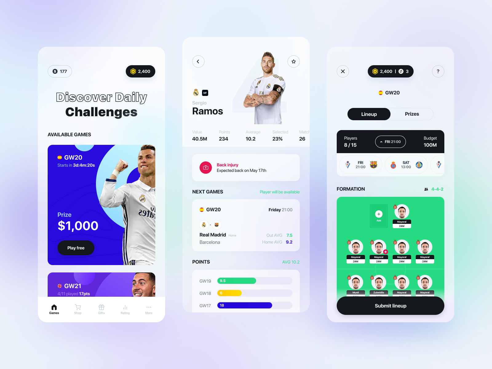 Football manager mobile app by Gavrisov Dmitri on Dribbble