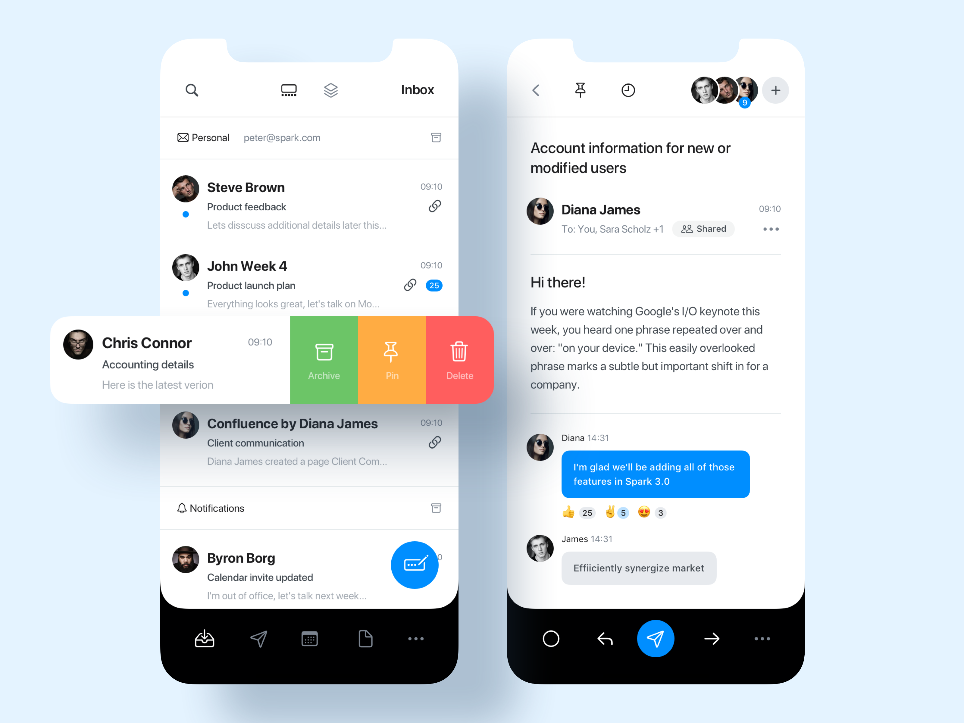 Spark Email Client Redesign app by ALEX.D for WASRS on Dribbble