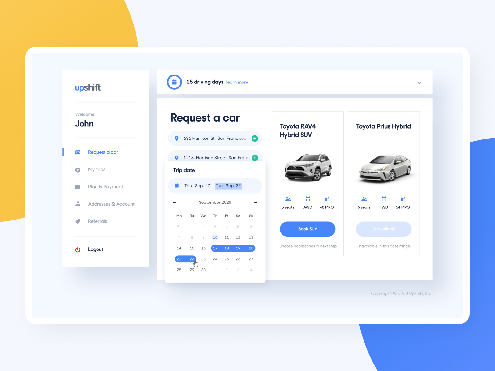 Upshift - Car request by Fabian Barszcz for tonik on Dribbble